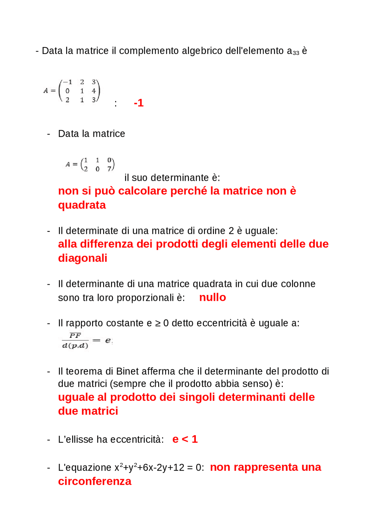 Risposte Ad Alcune Domande Dei Test Di Autovalutazione Prove Desame