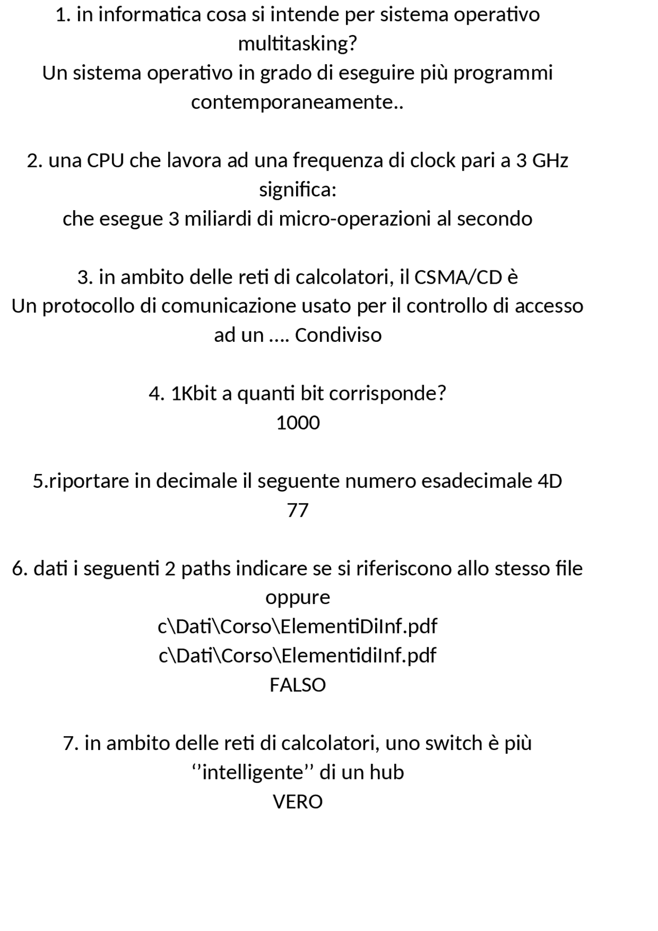 Domande E Risposte Test Di Informatica Unisannio Gianni Dangelo Test
