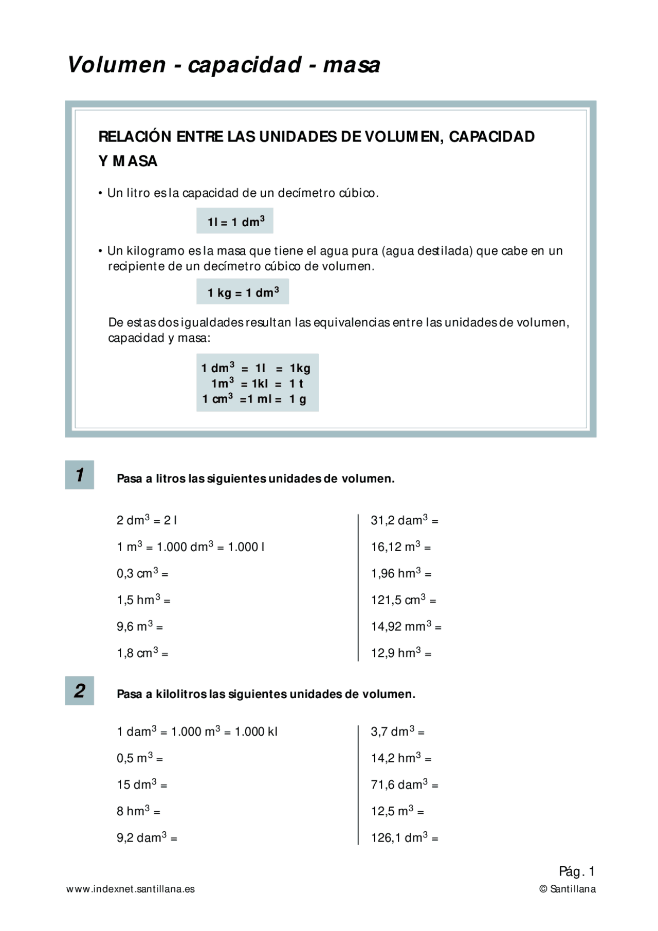 Conversion volumen y masa | Resúmenes de Física | Docsity