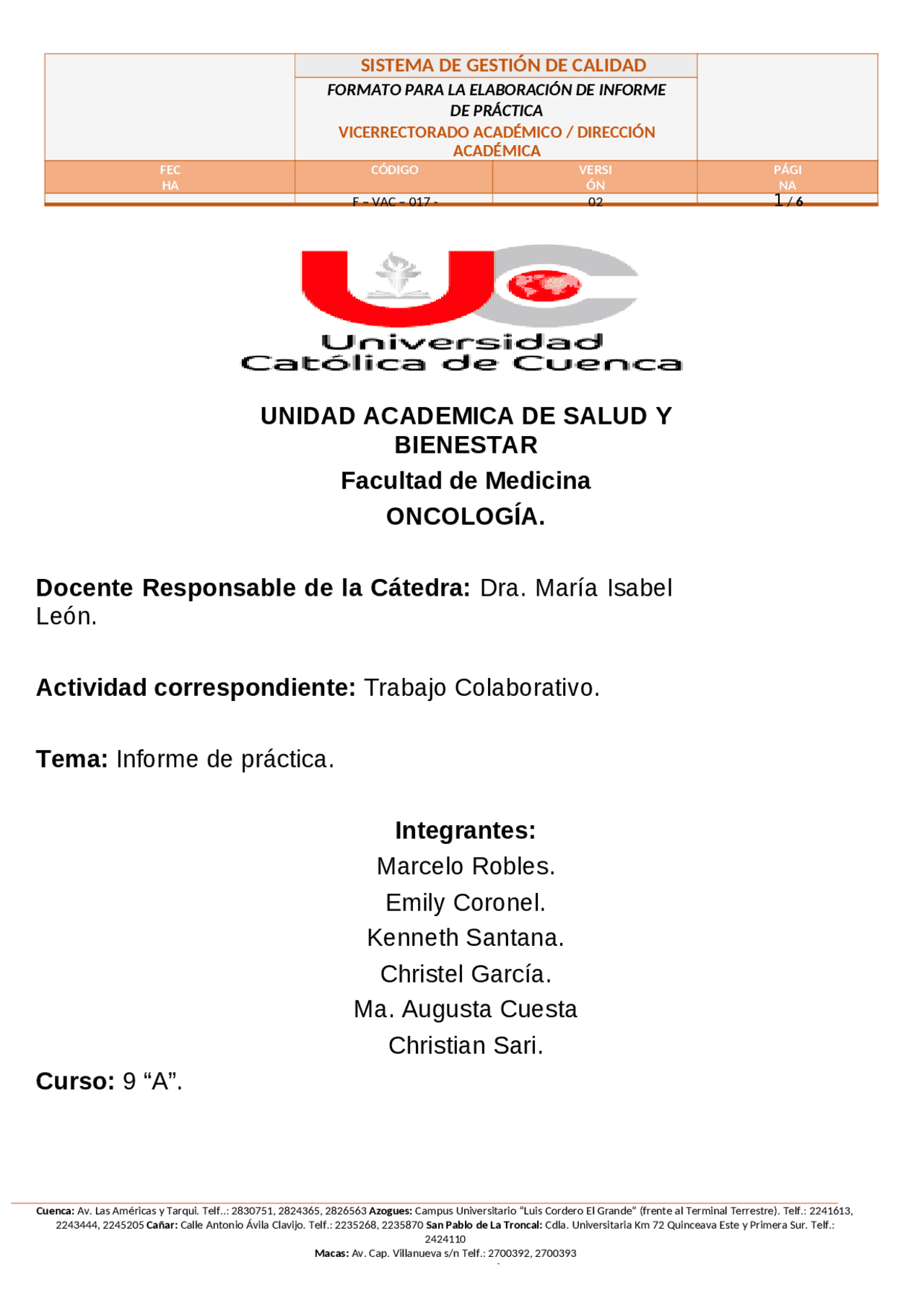Informe De Practica 1 Apuntes De Toxicología Docsity