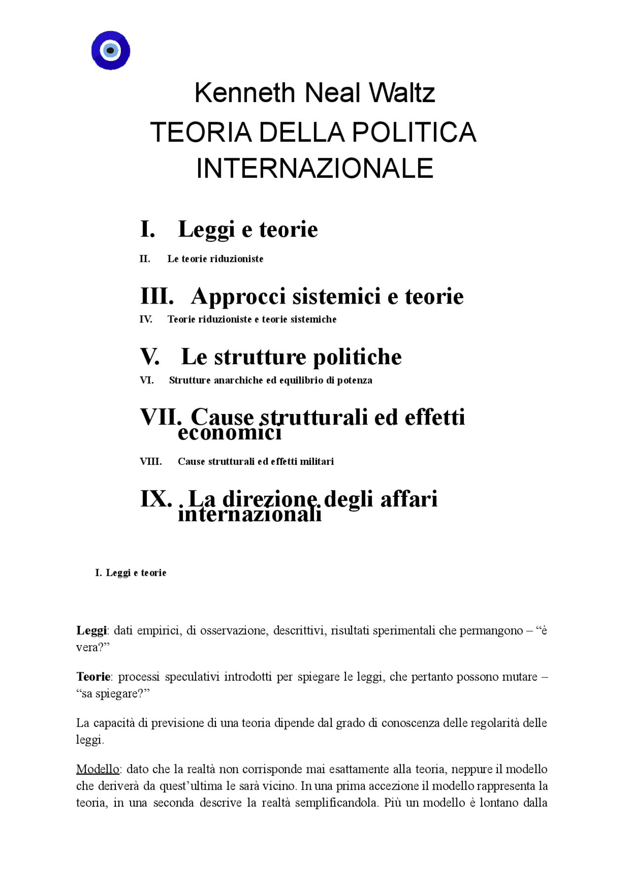 Kenneth Neal Waltz TEORIA DELLA POLITICA INTERNAZIONALE | Schemi e ...