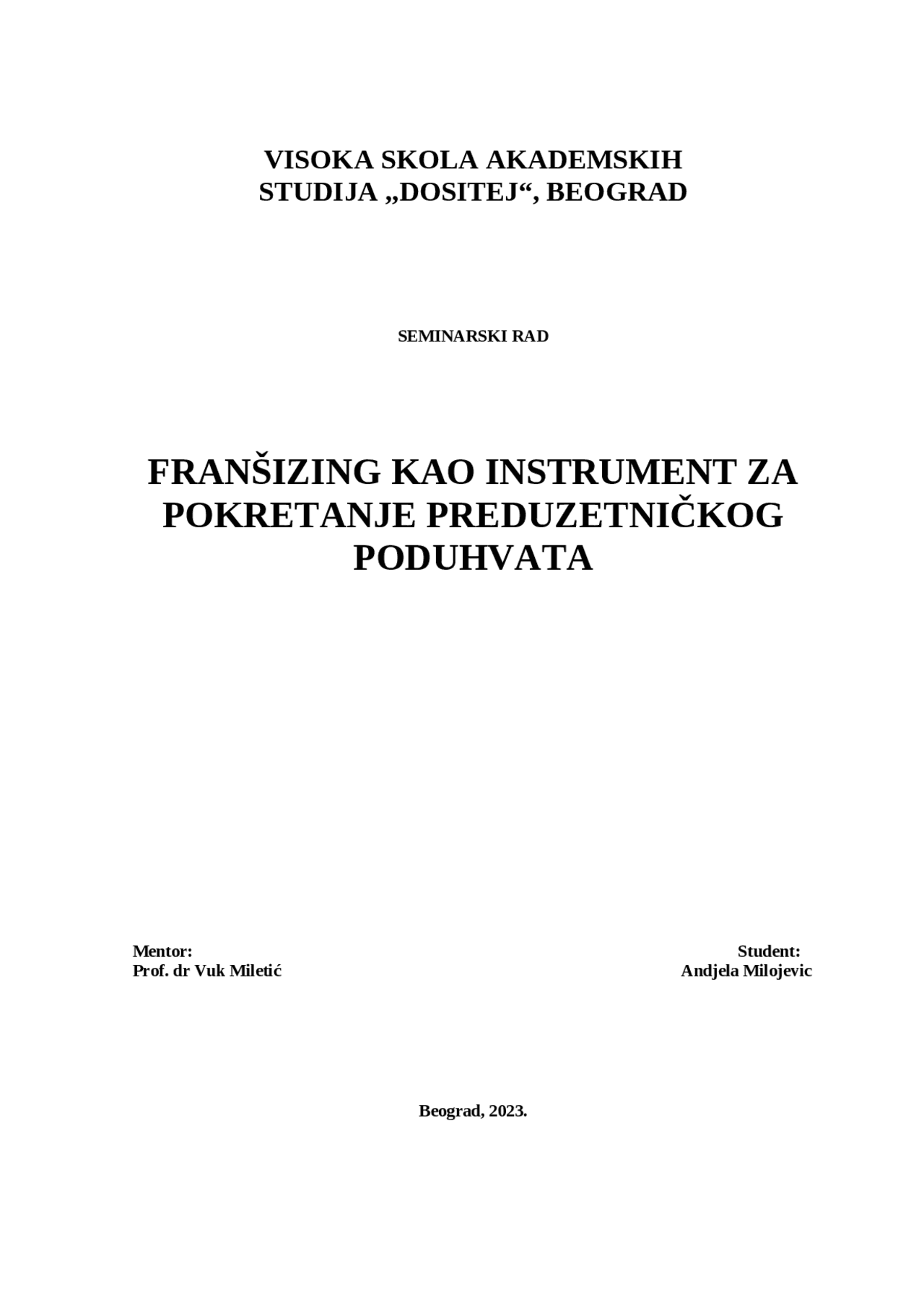 Upravljanje odnosima sa kupcima | Rezime' predlog Ekonomija | Docsity