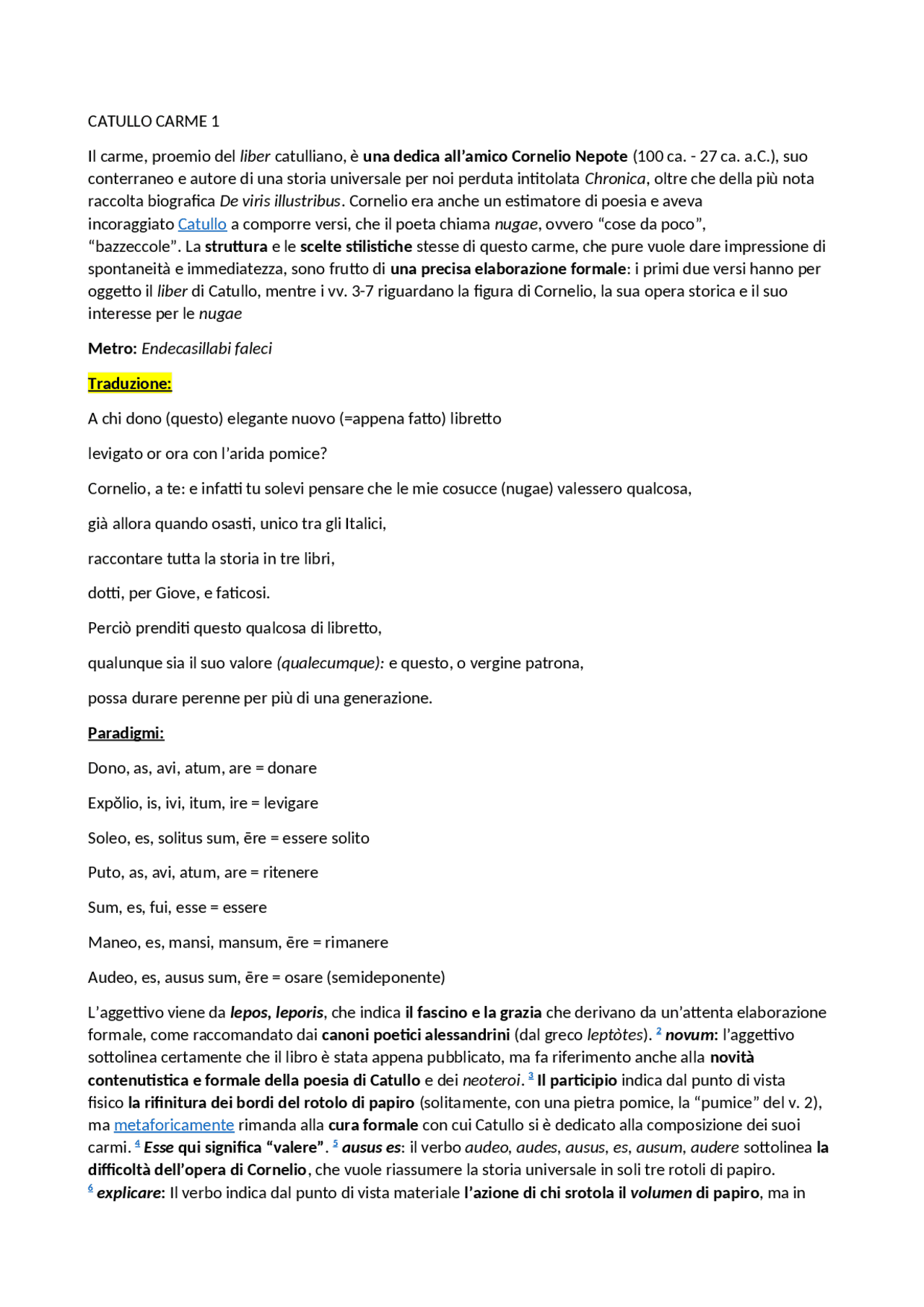 TRADUZIONE CLASSICI LATINO | Appunti di Letteratura latina | Docsity