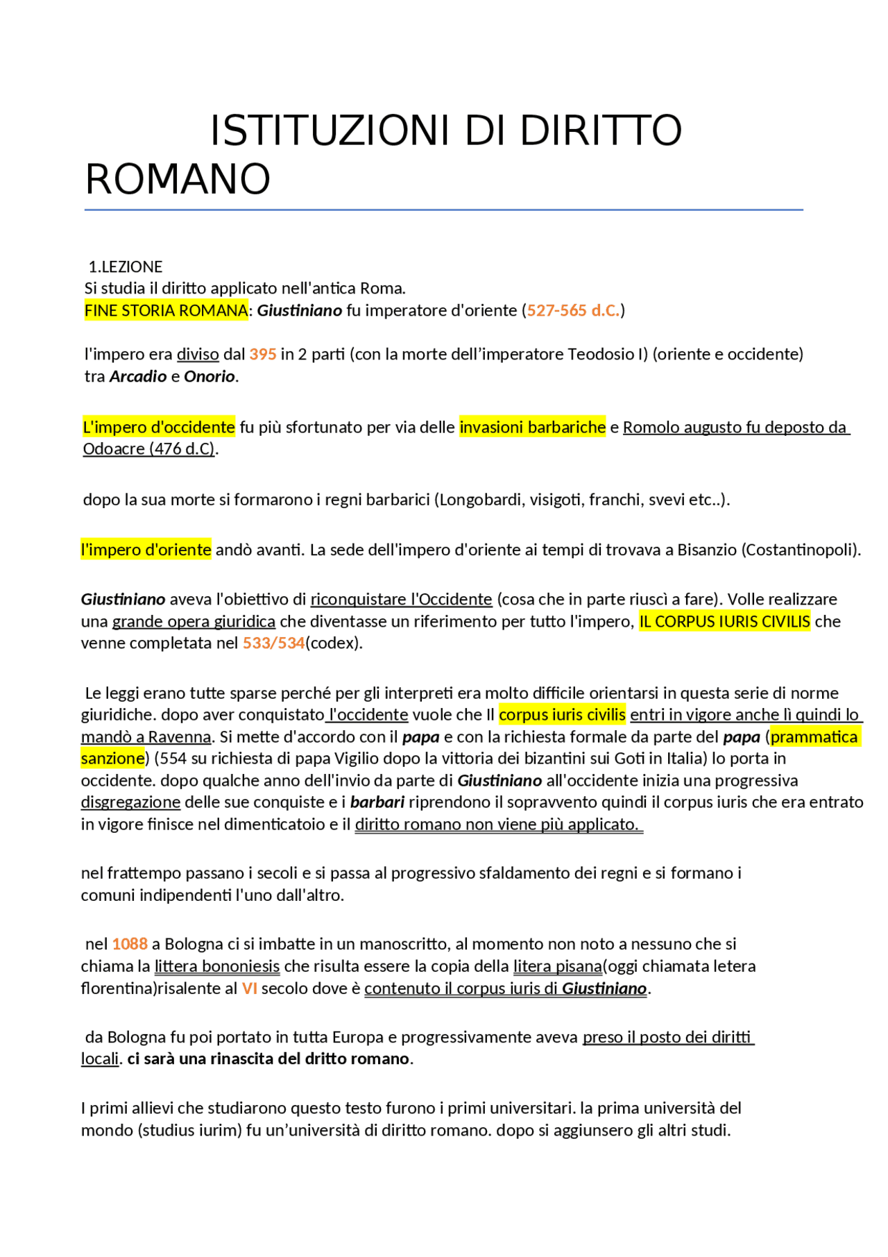Diritto romano ..... | Schemi e mappe concettuali di Diritto Romano ...