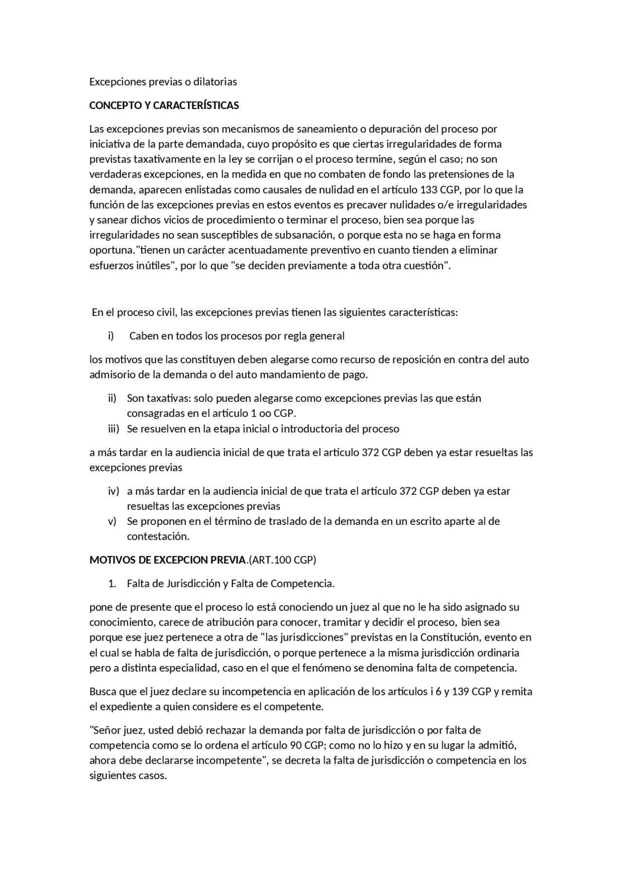 Breve resumen de excepciones previas | Apuntes de Derecho Procesal ...