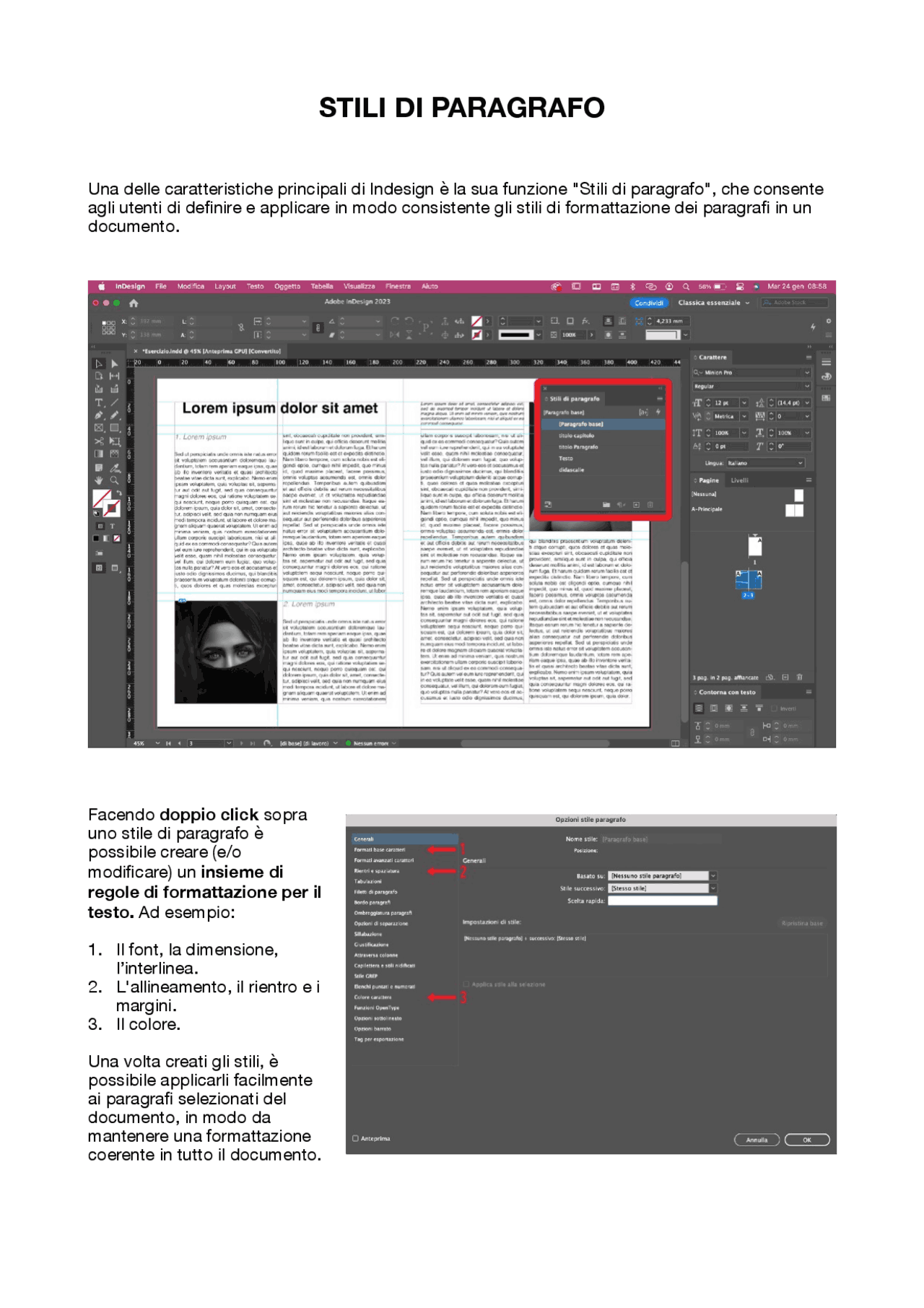 Stili di paragrafo con InDesign | Dispense di Laboratorio di grafica ...