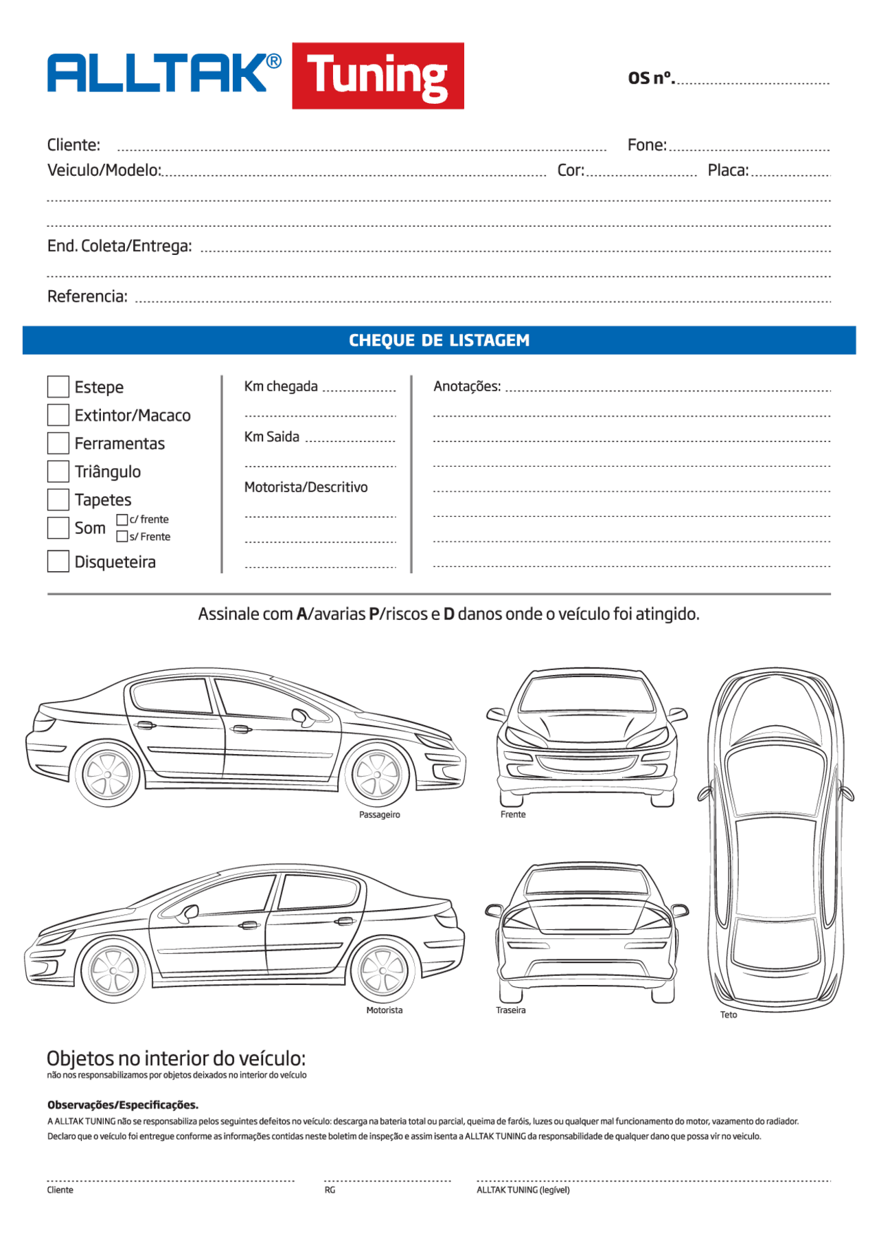 Checklist para veiculos | Esquemas Física | Docsity