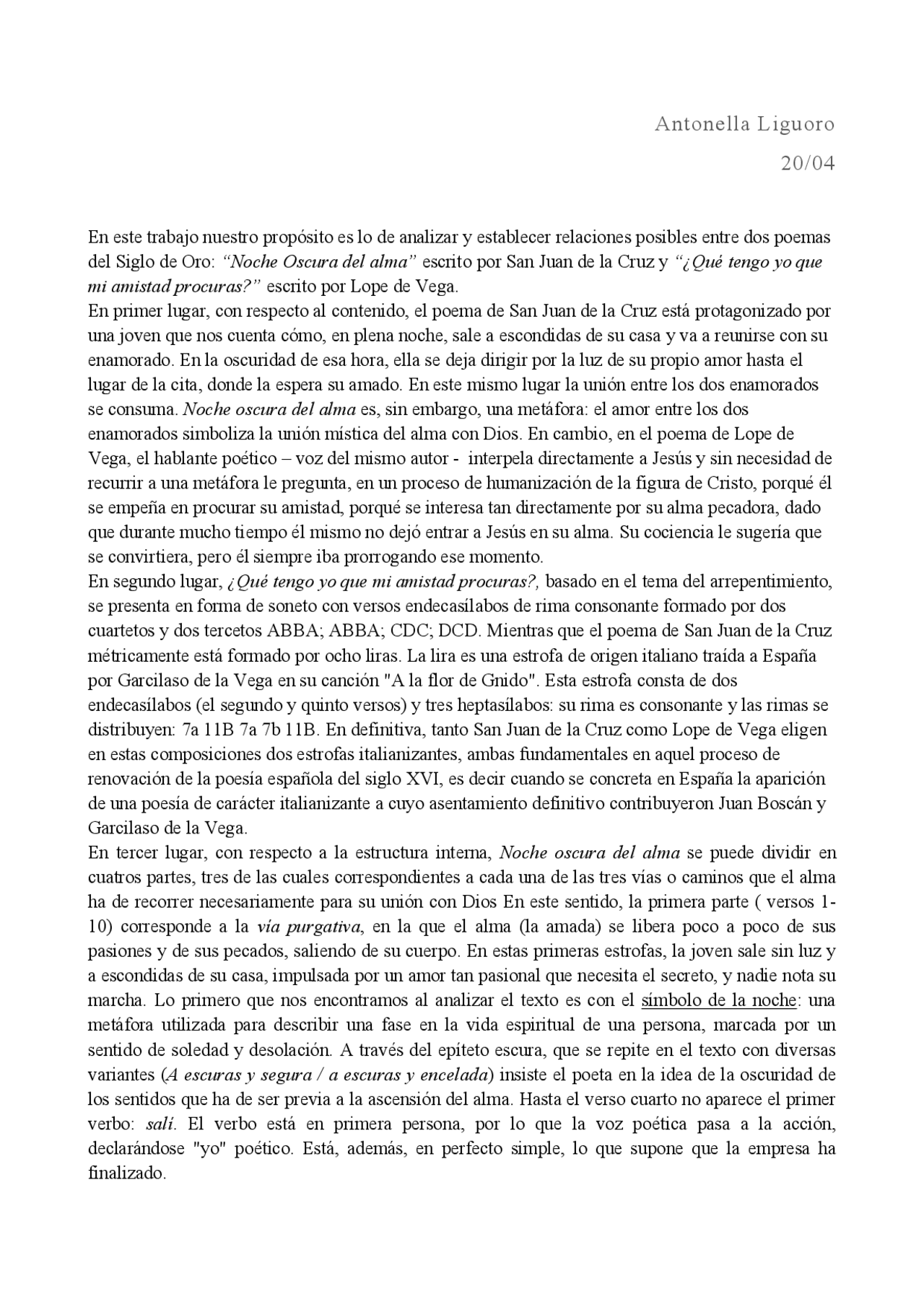 Analisi comparatista tra San Juan de la Cruz e Lope De Vega | Tesine ...