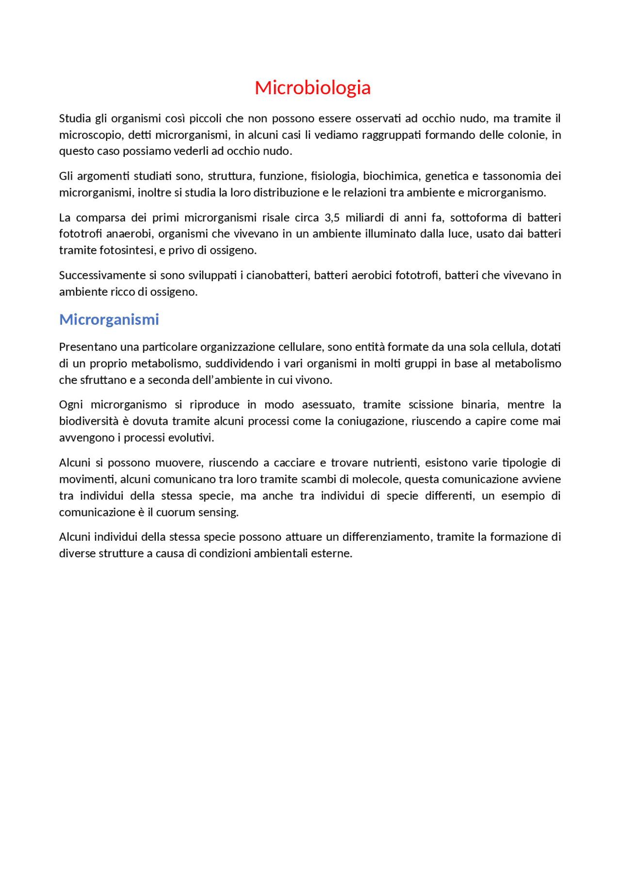 Introduzione alla microbiologia | Dispense di Microbiologia | Docsity