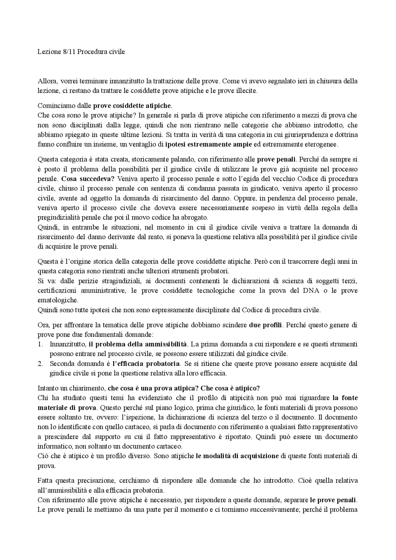 Appunti Lezioni Procedura Civile Appunti Di Diritto Processuale