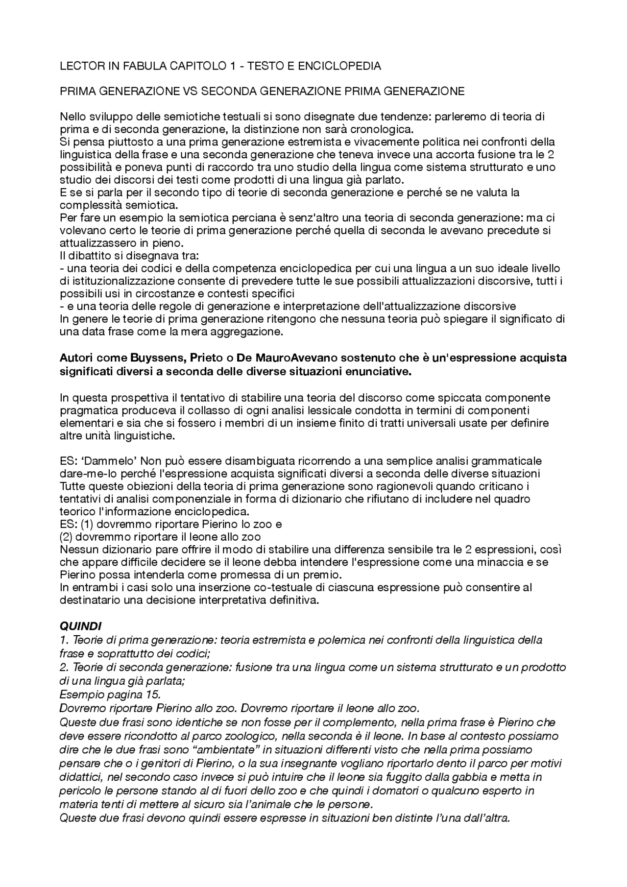 Riassunto Libro Lector In Fabula Sintesi Del Corso Di Semiotica Docsity