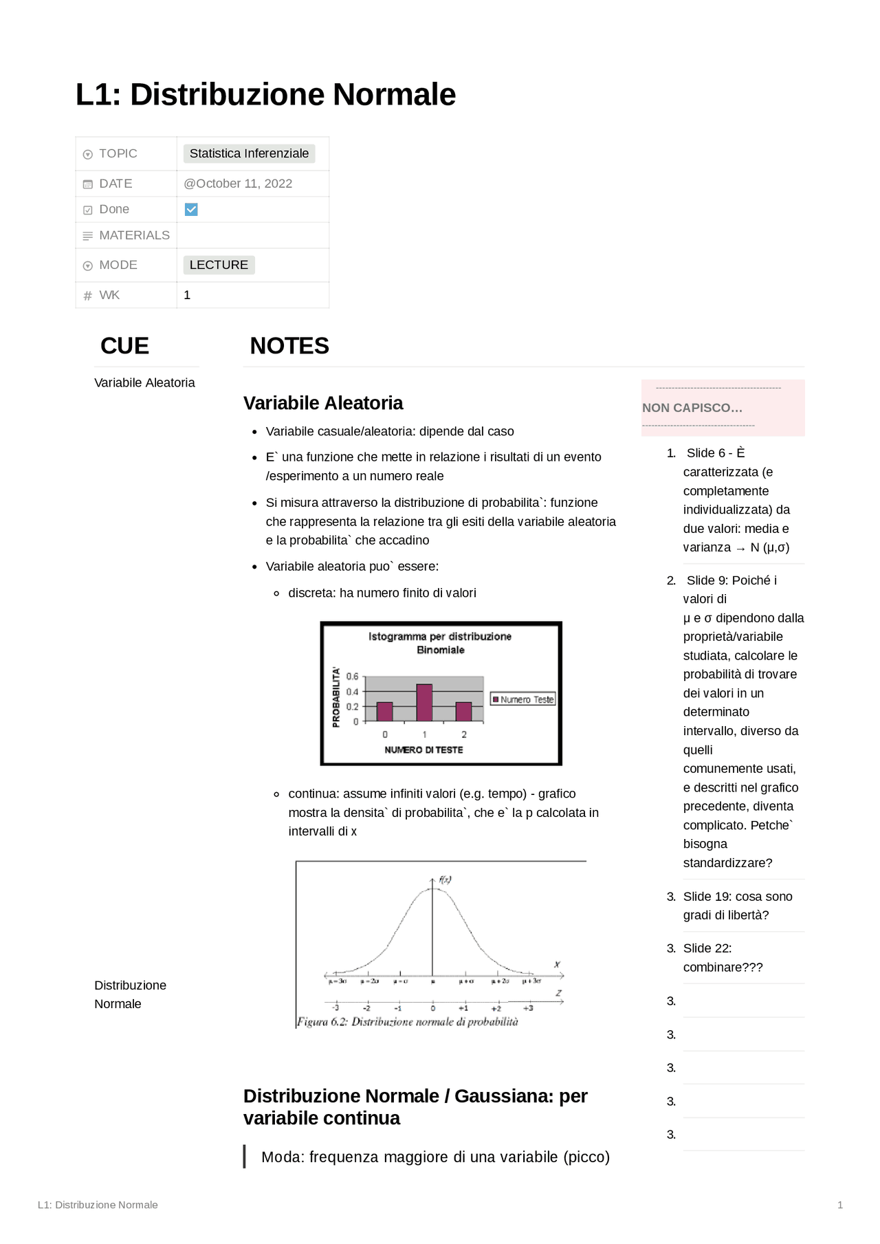 L1 Distribuzione Normale Appunti Di Analisi Dei Dati Docsity