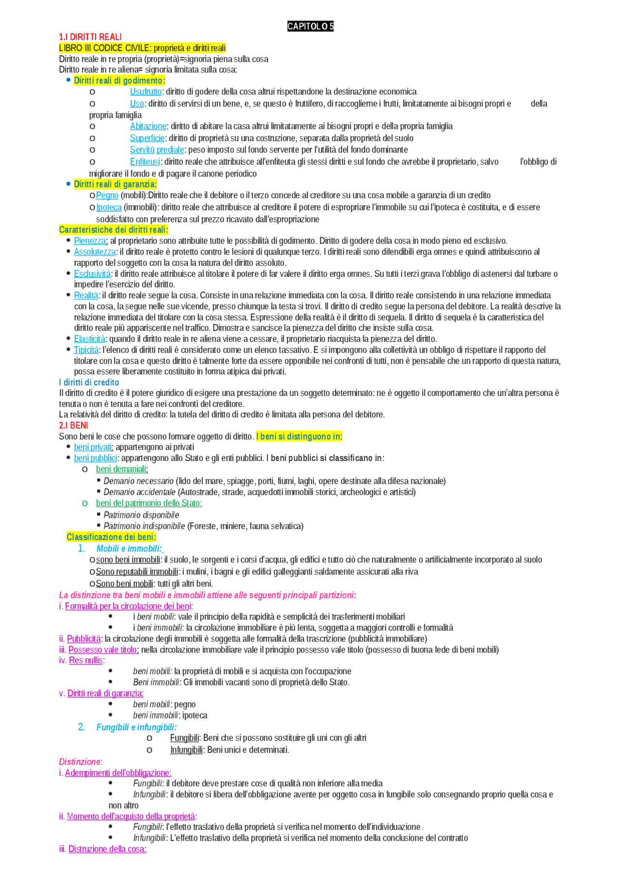 Diritti Reali E Proprietà Appunti Di Diritto Privato Docsity