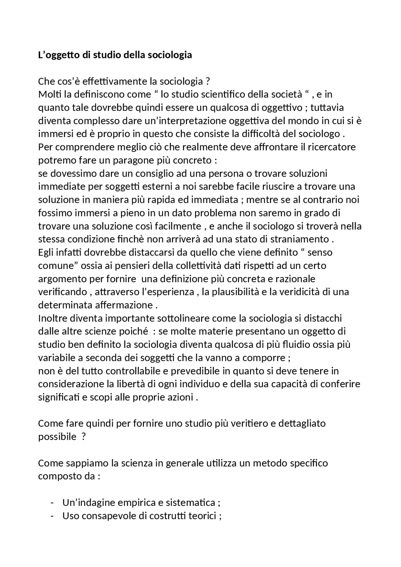 Che Cosè La Sociologia Appunti Di Scienze Umane Docsity