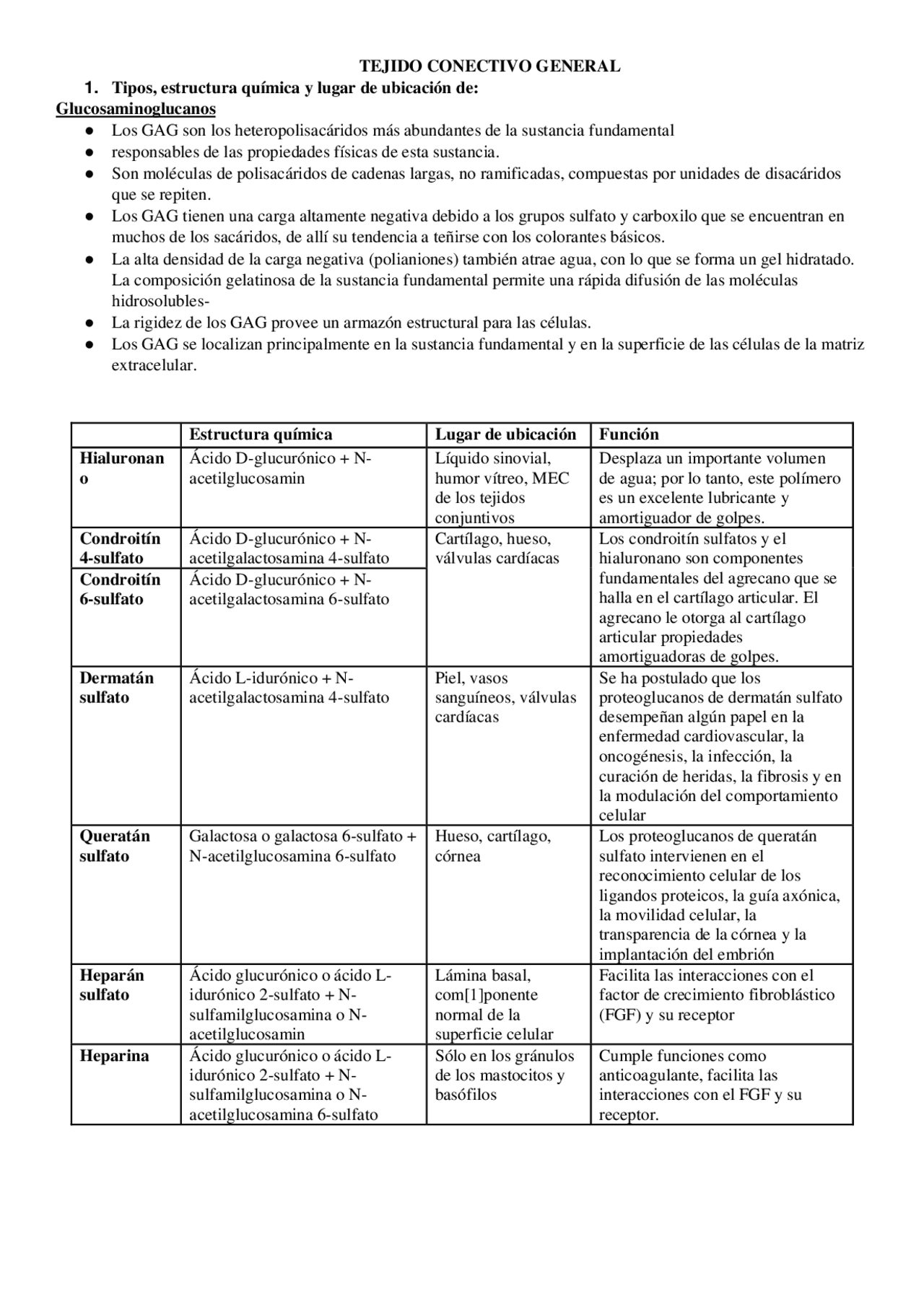 Tejido Conectivo General Resúmenes De Histología Docsity