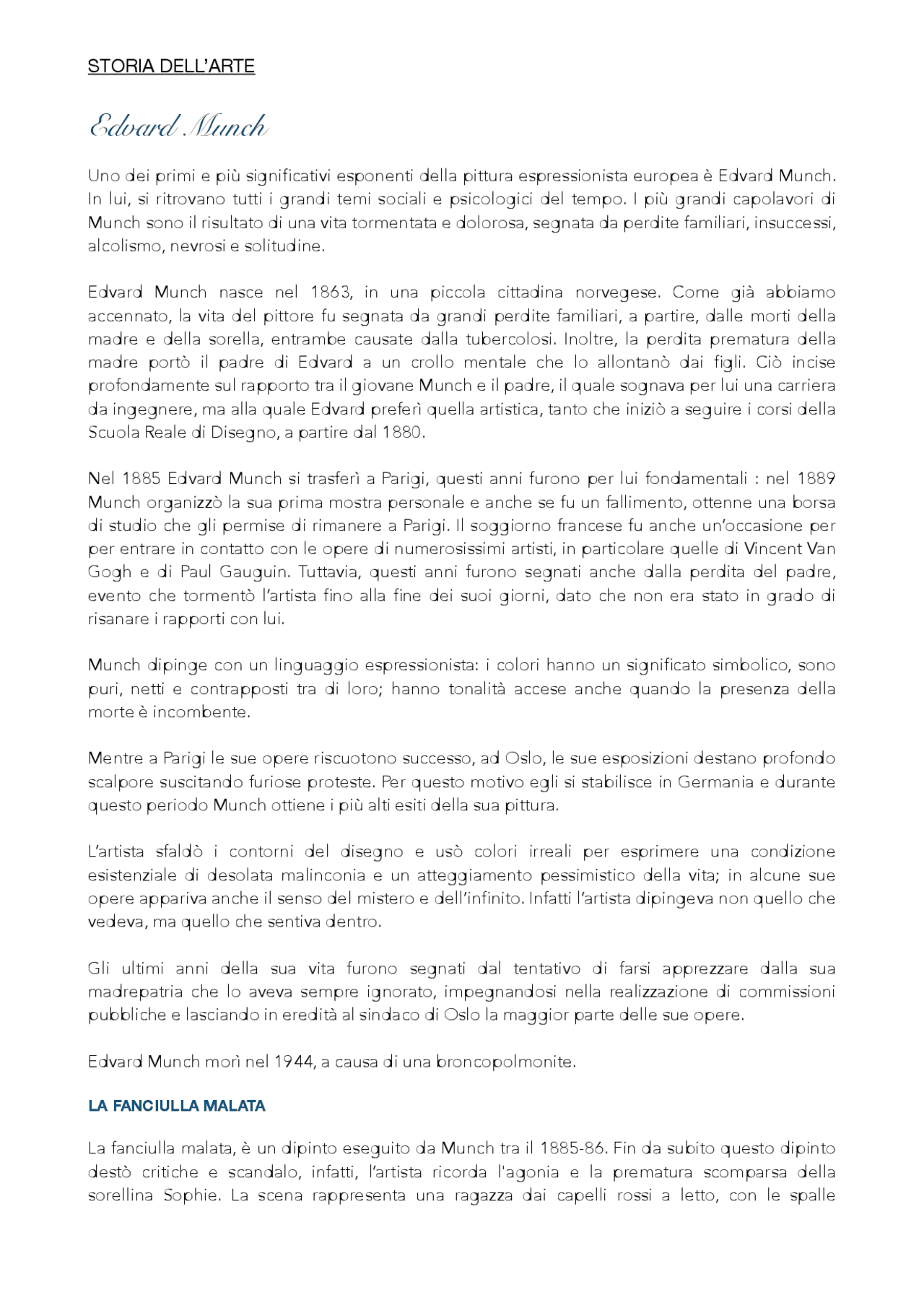 Vita e opere di Edvard Munch | Appunti di Elementi di storia dell'arte ed espressioni grafiche ...