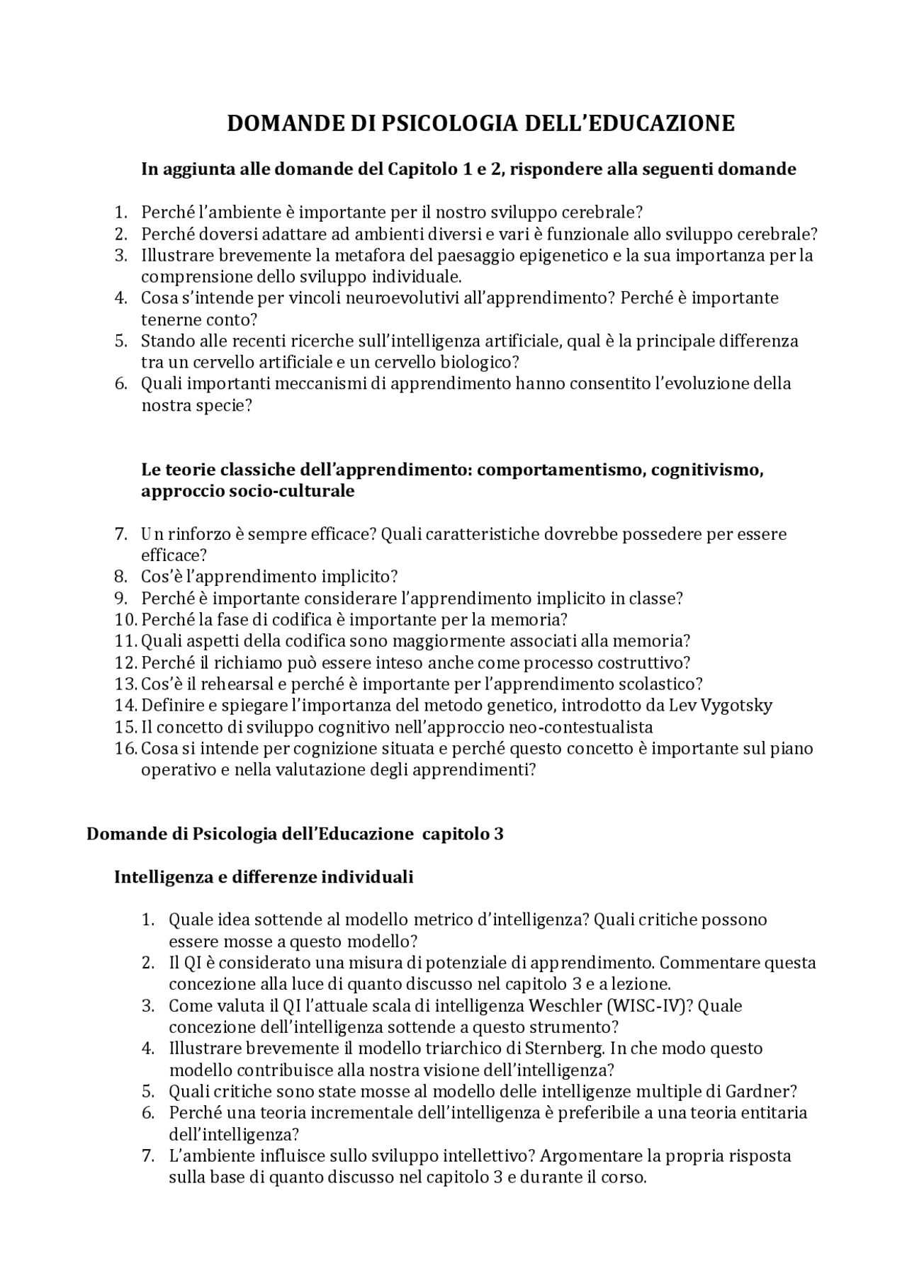 Domande Esame Psicologia Delleducazione Barbara Arfè Unipd Prove D