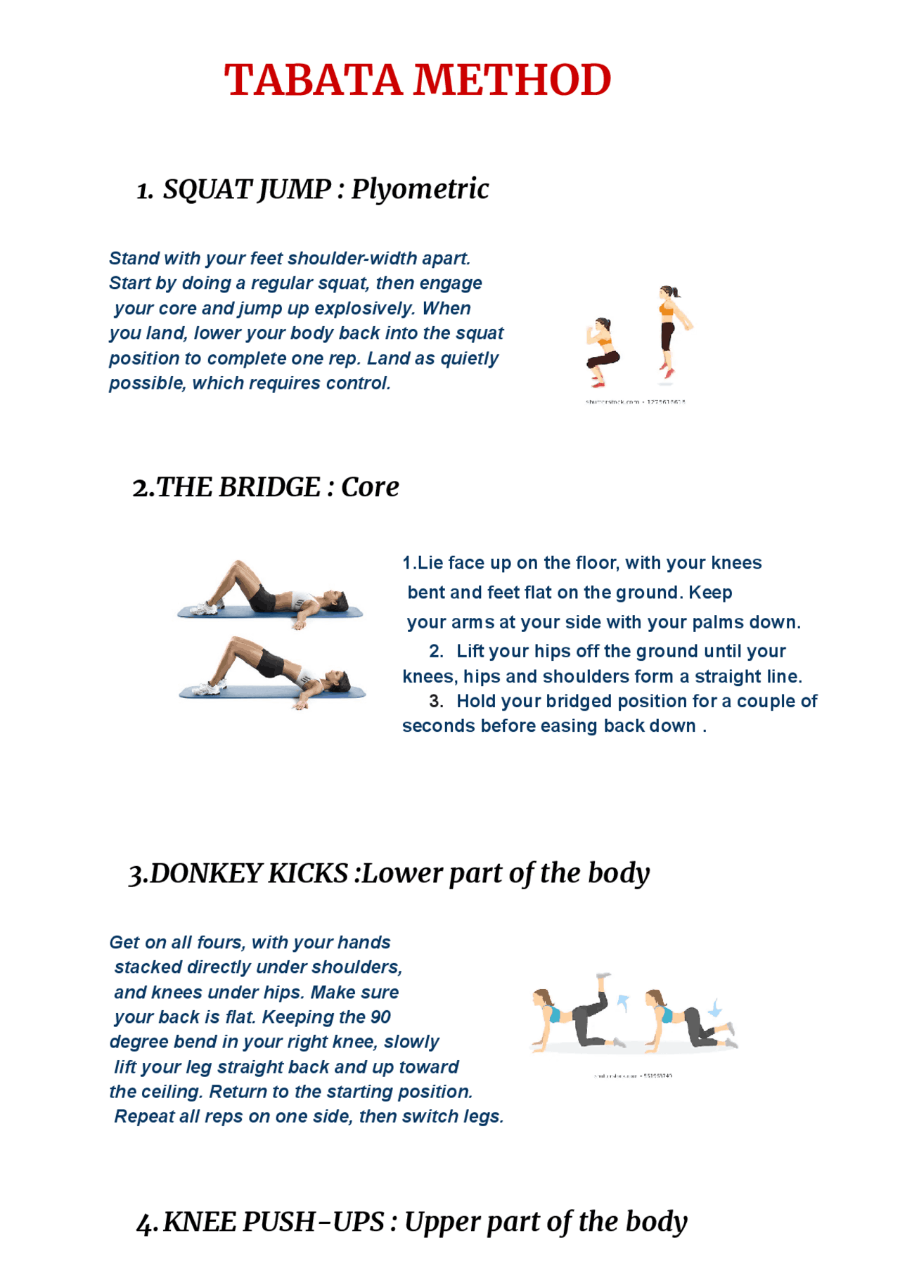 Entrenamiento de Tabata | Ejercicios de Educación física | Docsity