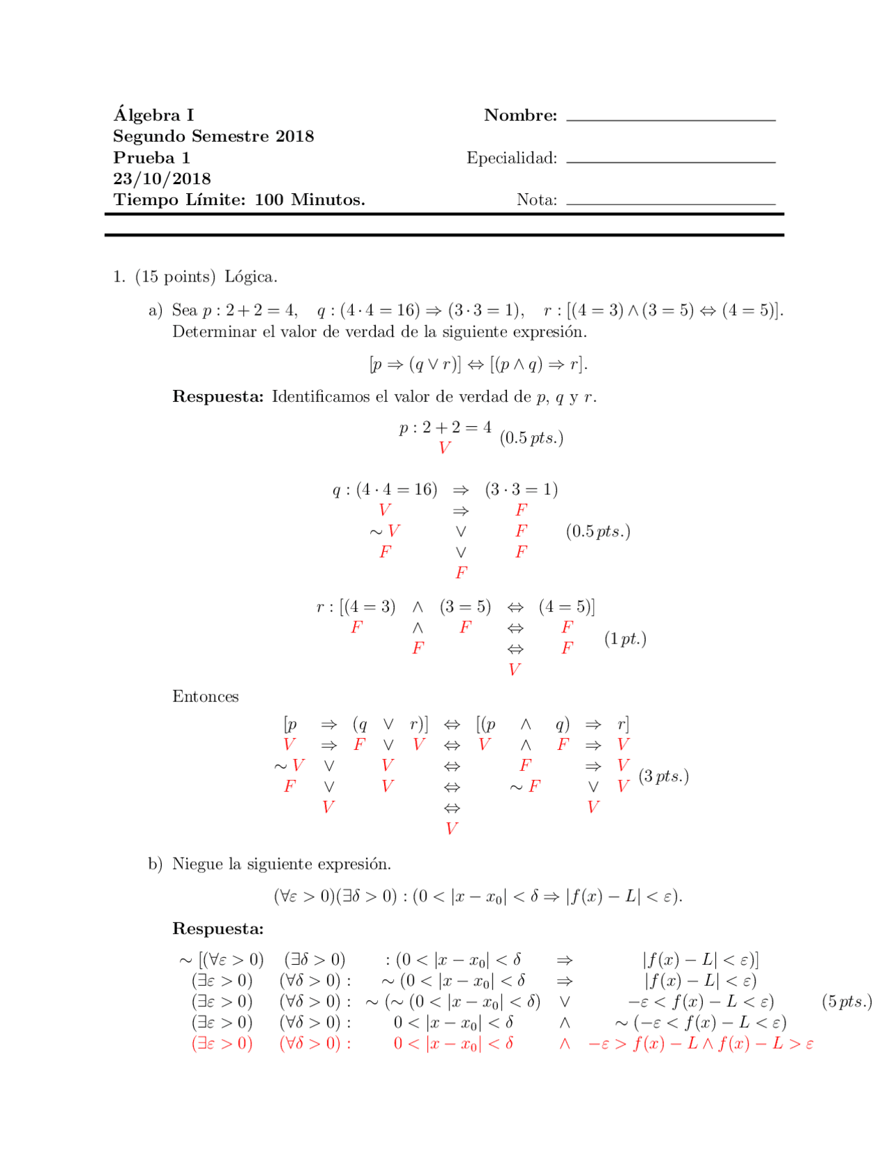 EXAMEN ALGEBRA I: LOGICA, CONJUNTOS, DEMOSTRACIONES Y FUNCIONES ...