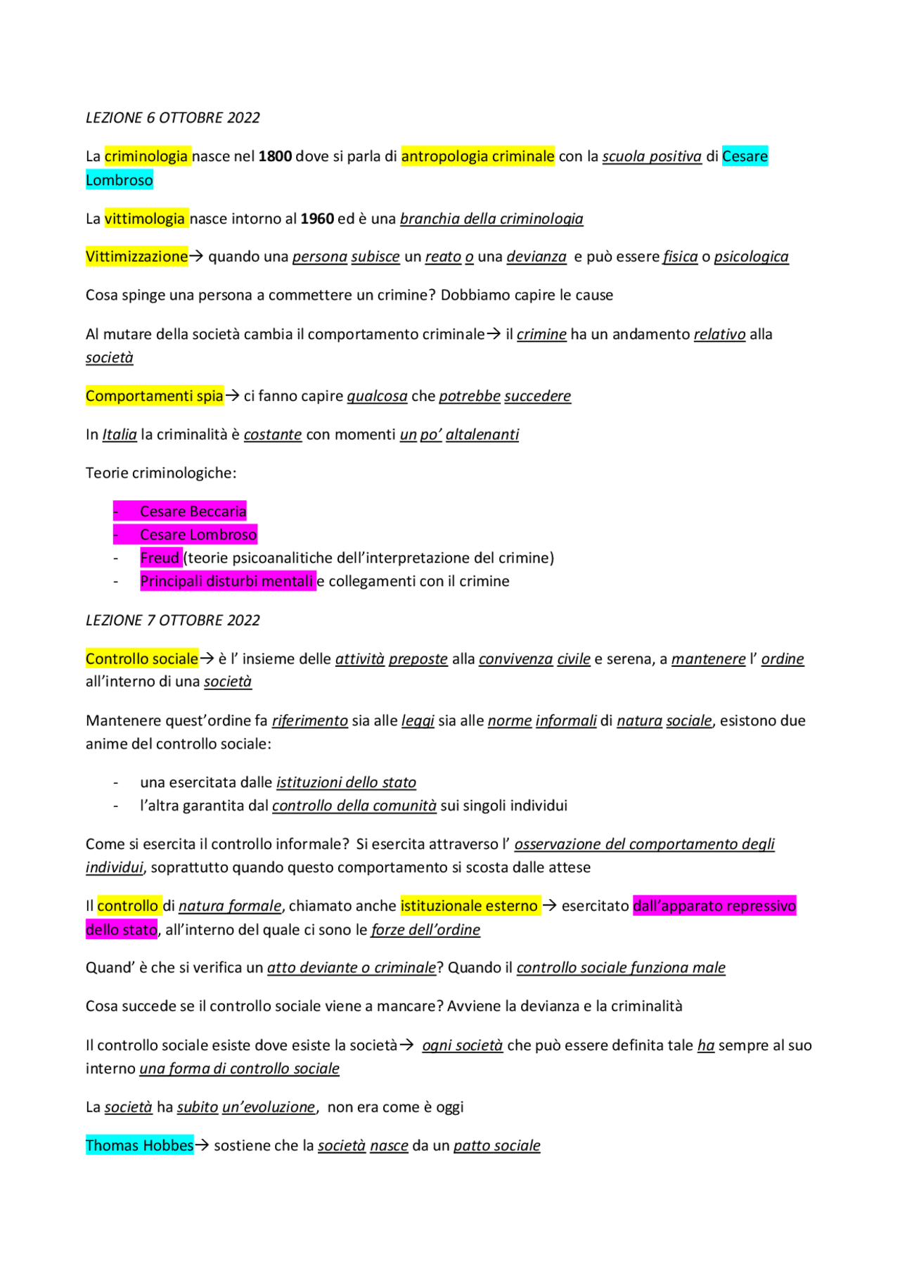 Appunti criminologia e vittimologia Prof. Antonilli | Appunti di ...