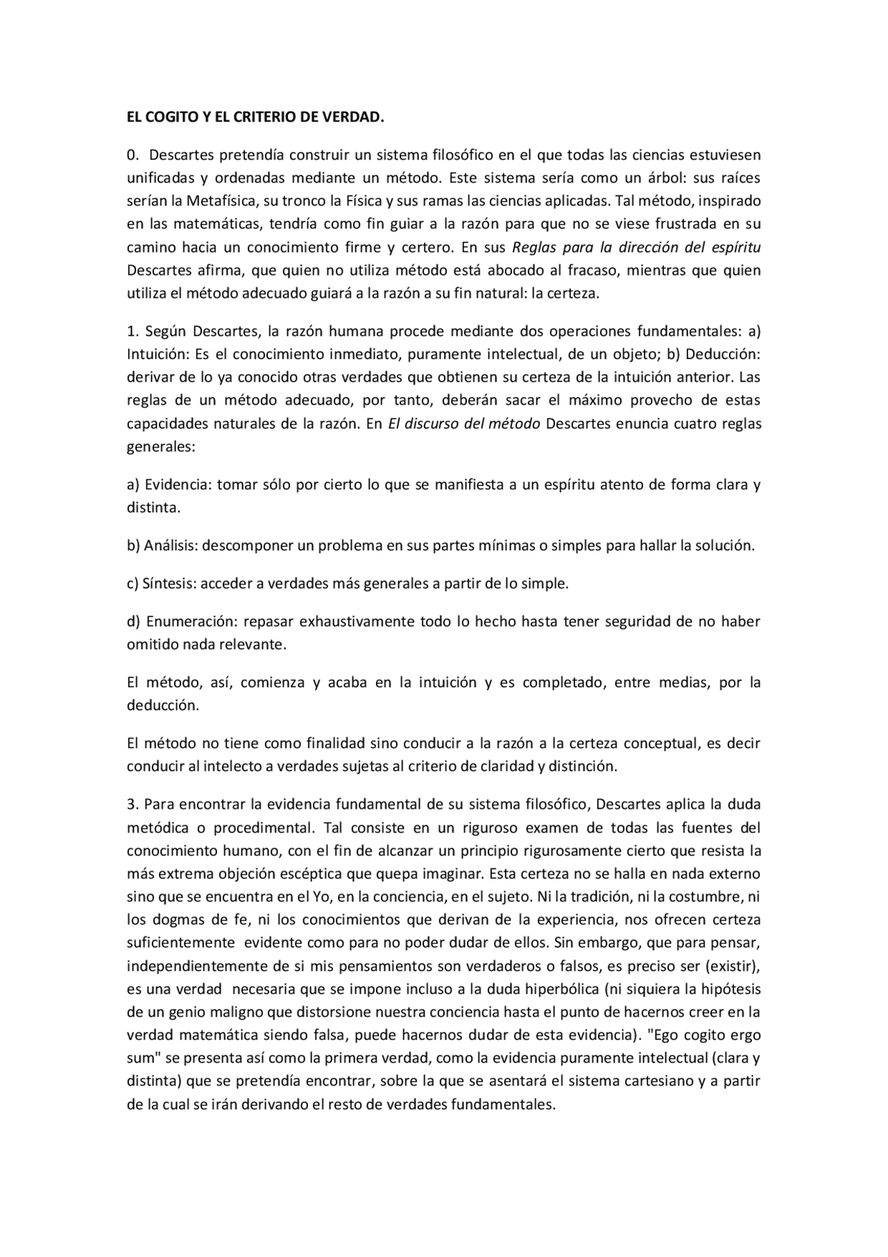 Tema Descartes Ebau Murcia. El cogito y el criterio de verdad ...
