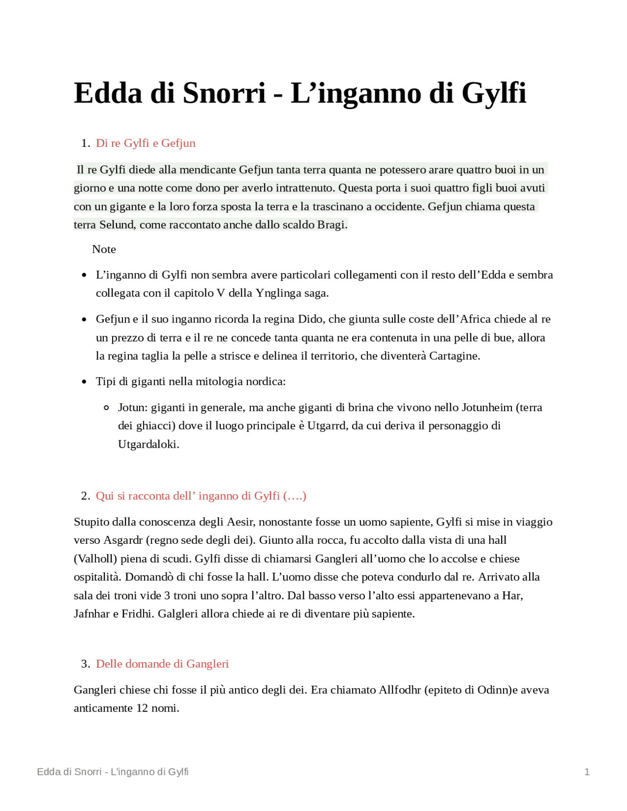 Riassunto per paragrafi dell’ Inganno di Gylfi | Sintesi del corso di ...