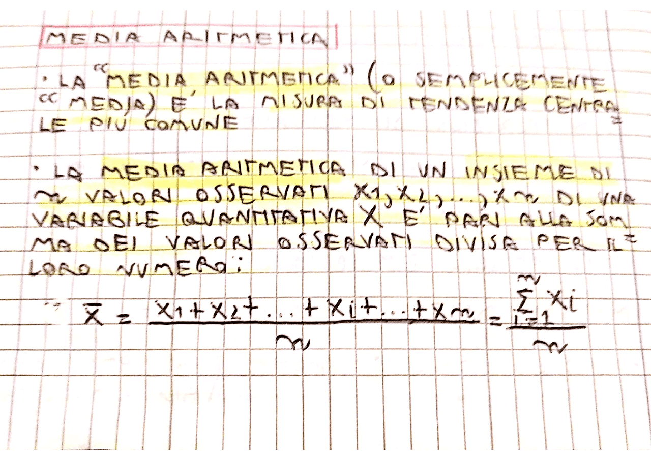 Appunti Lezione Su Media Statistica Unifi Appunti Di Statistica Docsity
