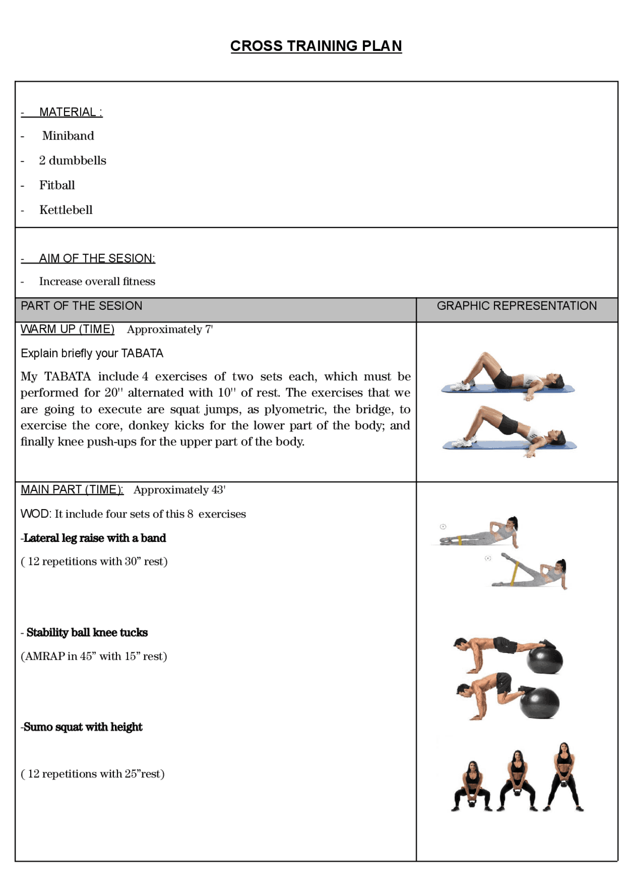 Cross training ficha hecha | Ejercicios de Educación física | Docsity