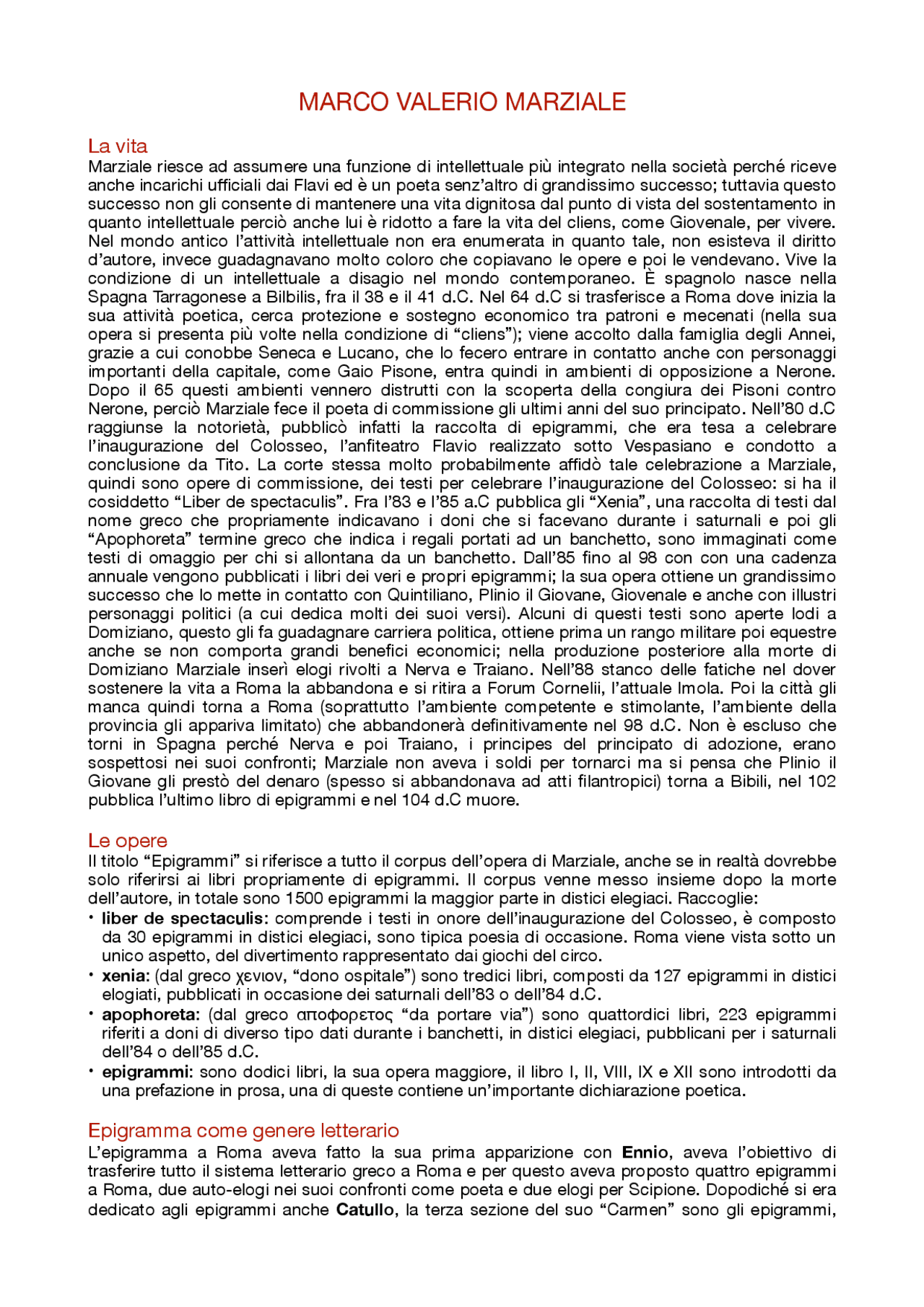 Marziale (vita, opere, stile) | Appunti di Latino | Docsity