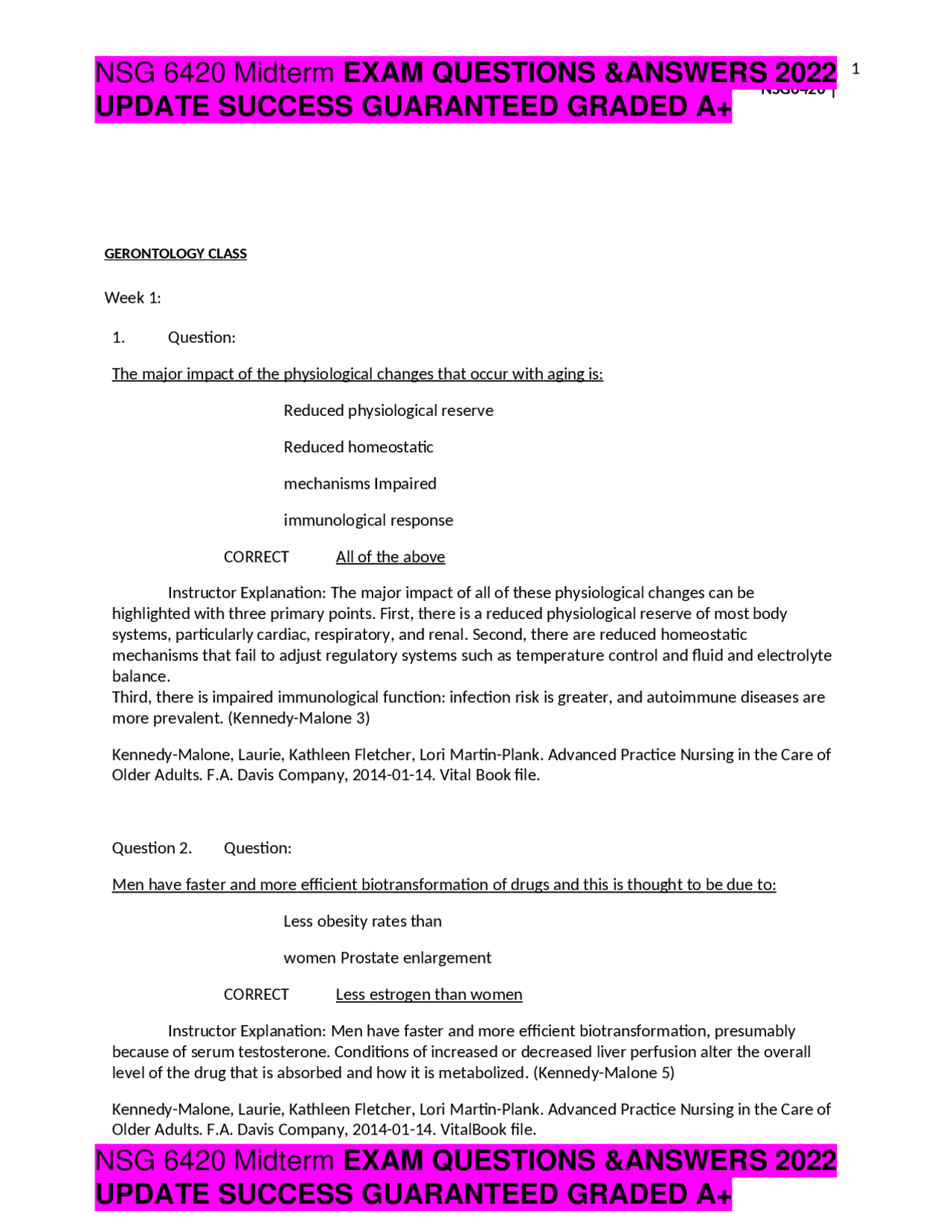 Nsg6420 Midterm Exam Questions And Answers Exams Nursing Docsity