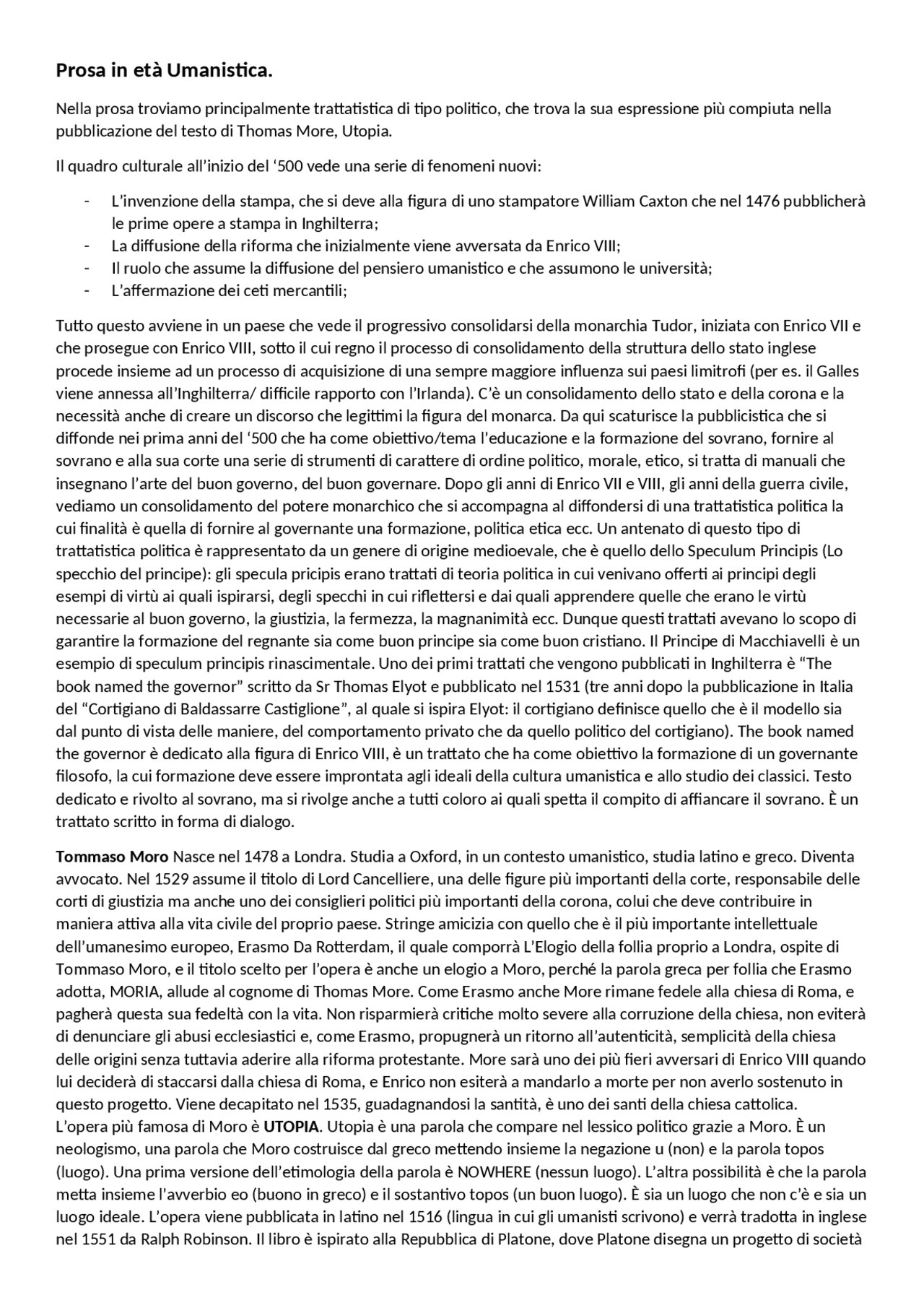 Prosa e poesia in età umanistica | Sbobinature di Letteratura Inglese | Docsity