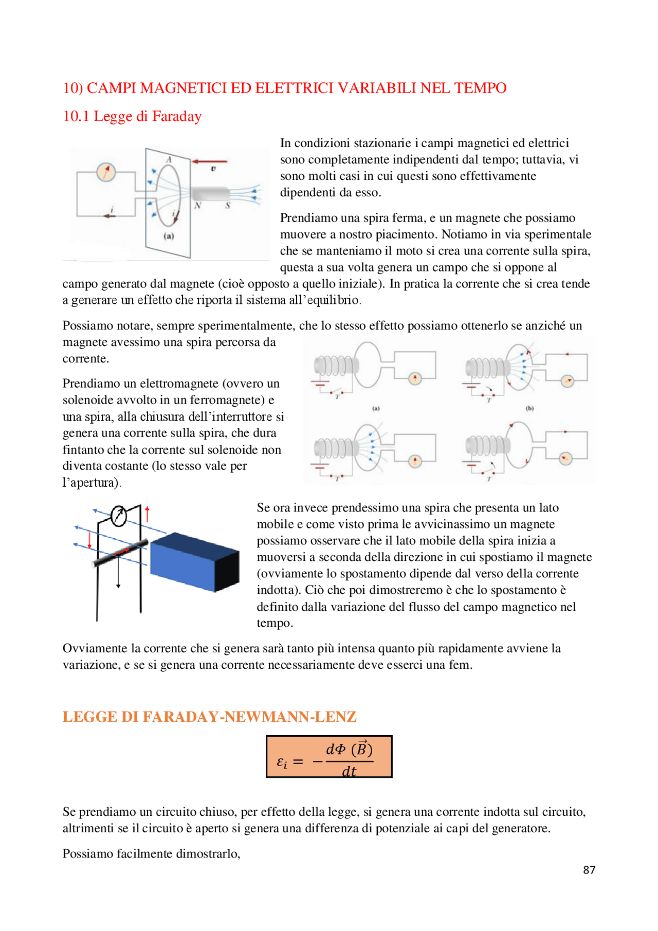 Campi variabili nel tempo - Legge di Faraday | Dispense di Fisica | Docsity