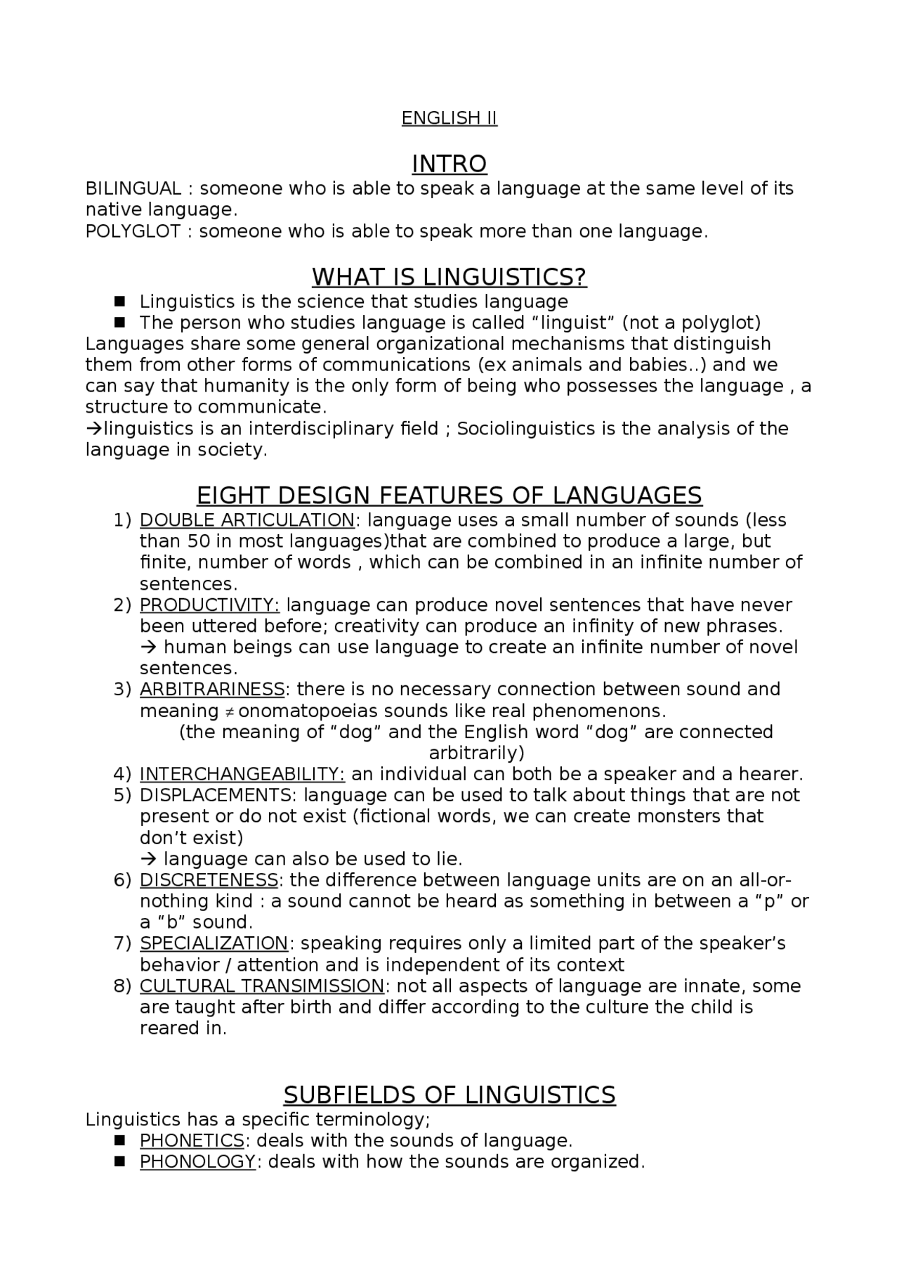 Lingua Inglese Ii Understanding Language Structure Interaction And