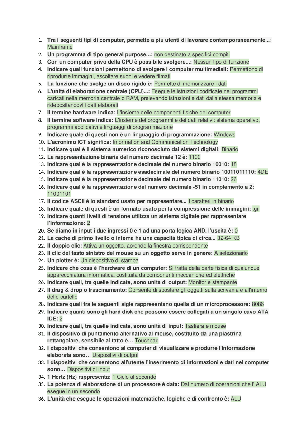 Fondamenti Di Informatica Prove Desame Di Fondamenti Di Informatica
