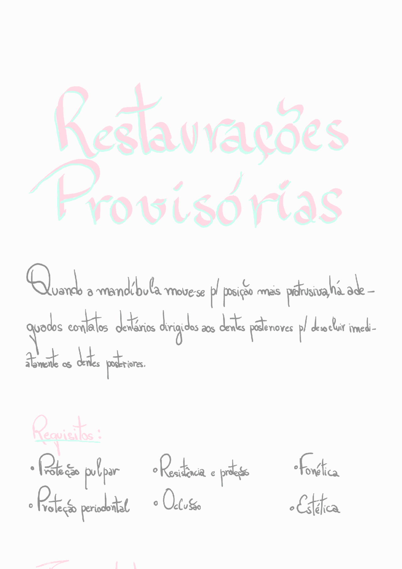 Restaurações Provisórias Esquemas Odontologia Docsity