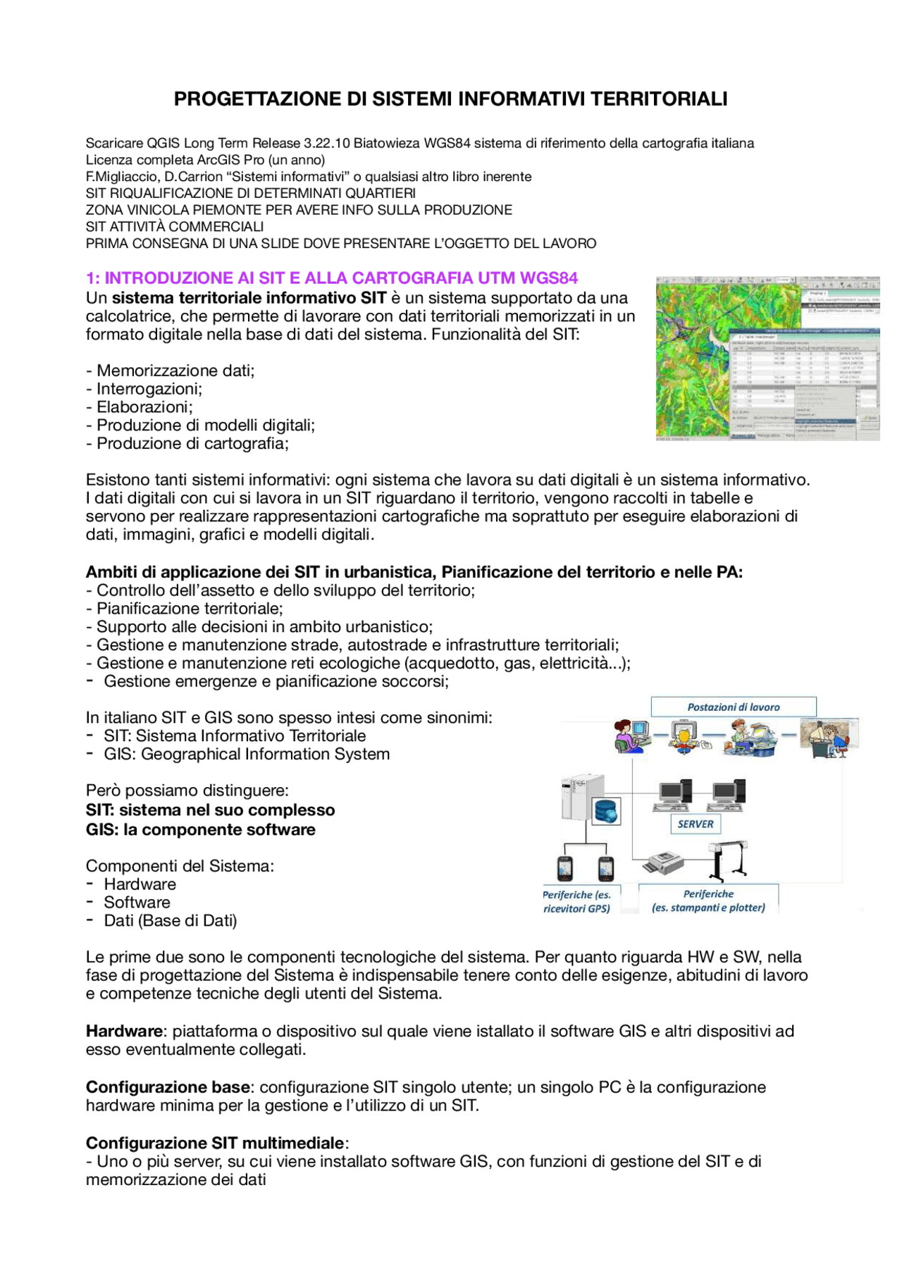 Appunti Completi Di Progettazione Sistemi Informativi Territoriali Con