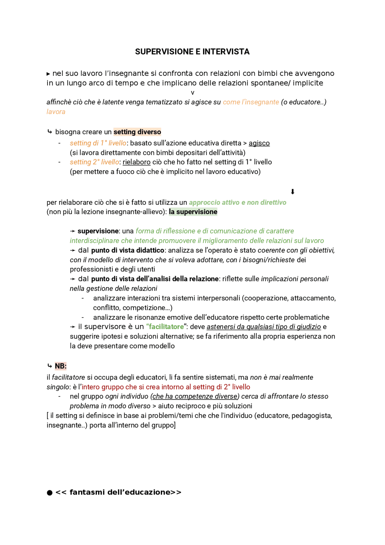 Il Metodo Della Supervisione Appunti Di Pedagogia Docsity