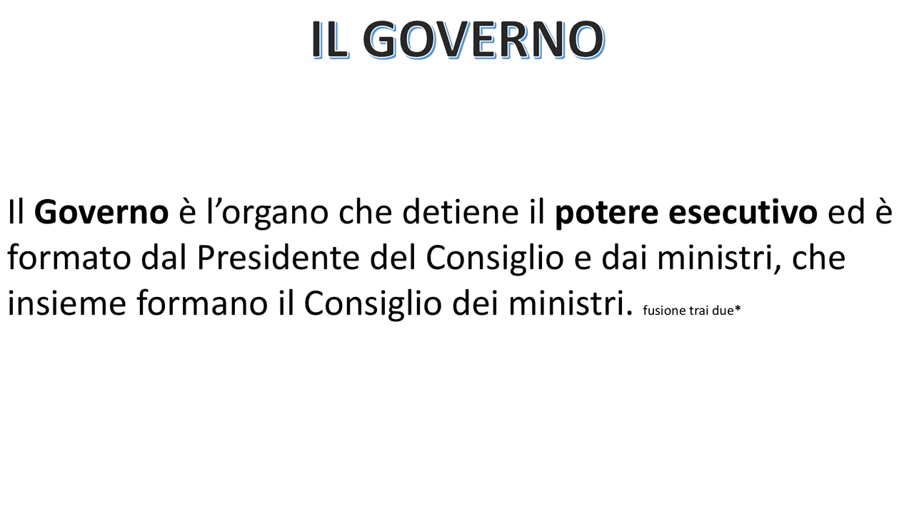 Il Governo Italiano. | Slide di Diritto | Docsity