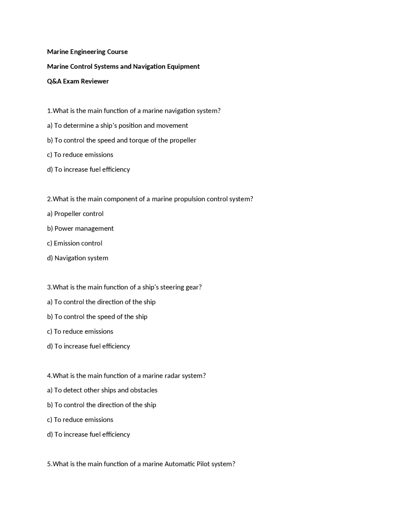 Marine Control Systems and Navigation Equipment | Exams Marine ...