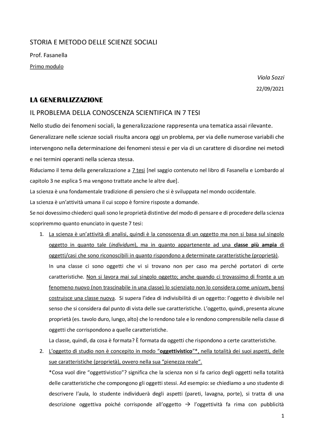 Storia E Metodo Delle Scienze Sociali Prof Fasanella Appunti Di