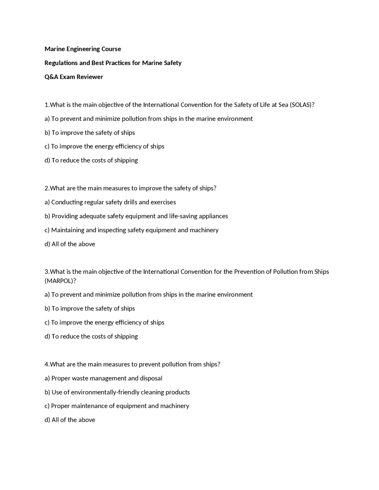 Regulations and Best Practices for Marine Safety | Exams Marine ...