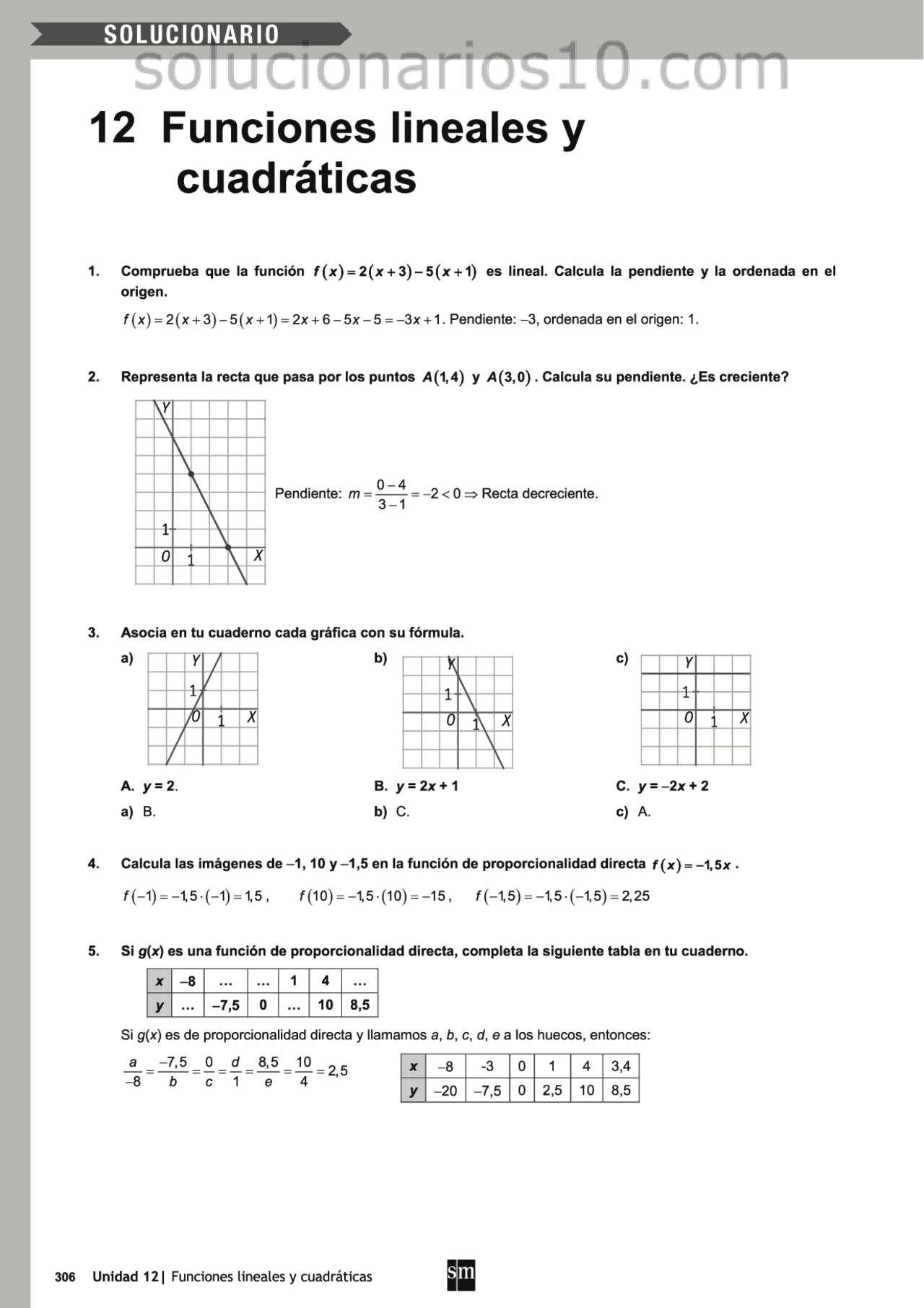 Tema 12 Matemáticas 3º ESO SM solucionario ejercicios | Ejercicios de Matemáticas | Docsity