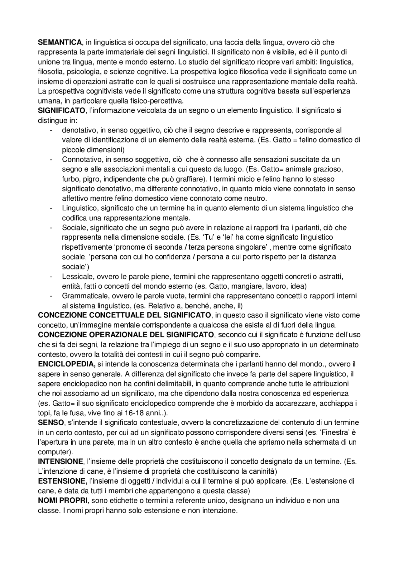 Riassunto cap. 5 (semantica, lessico e pragmatica) del libro 'la linguistica' di Berruto e ...