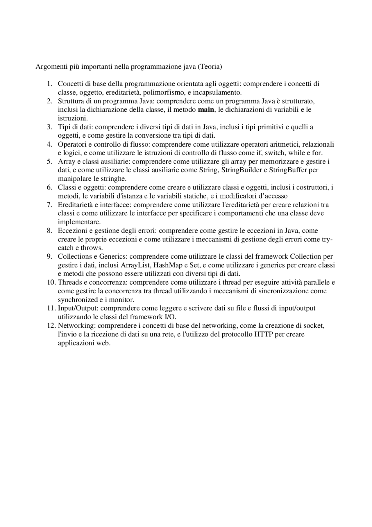 Riassunto Argomenti Principali Di Java Schemi E Mappe Concettuali Di