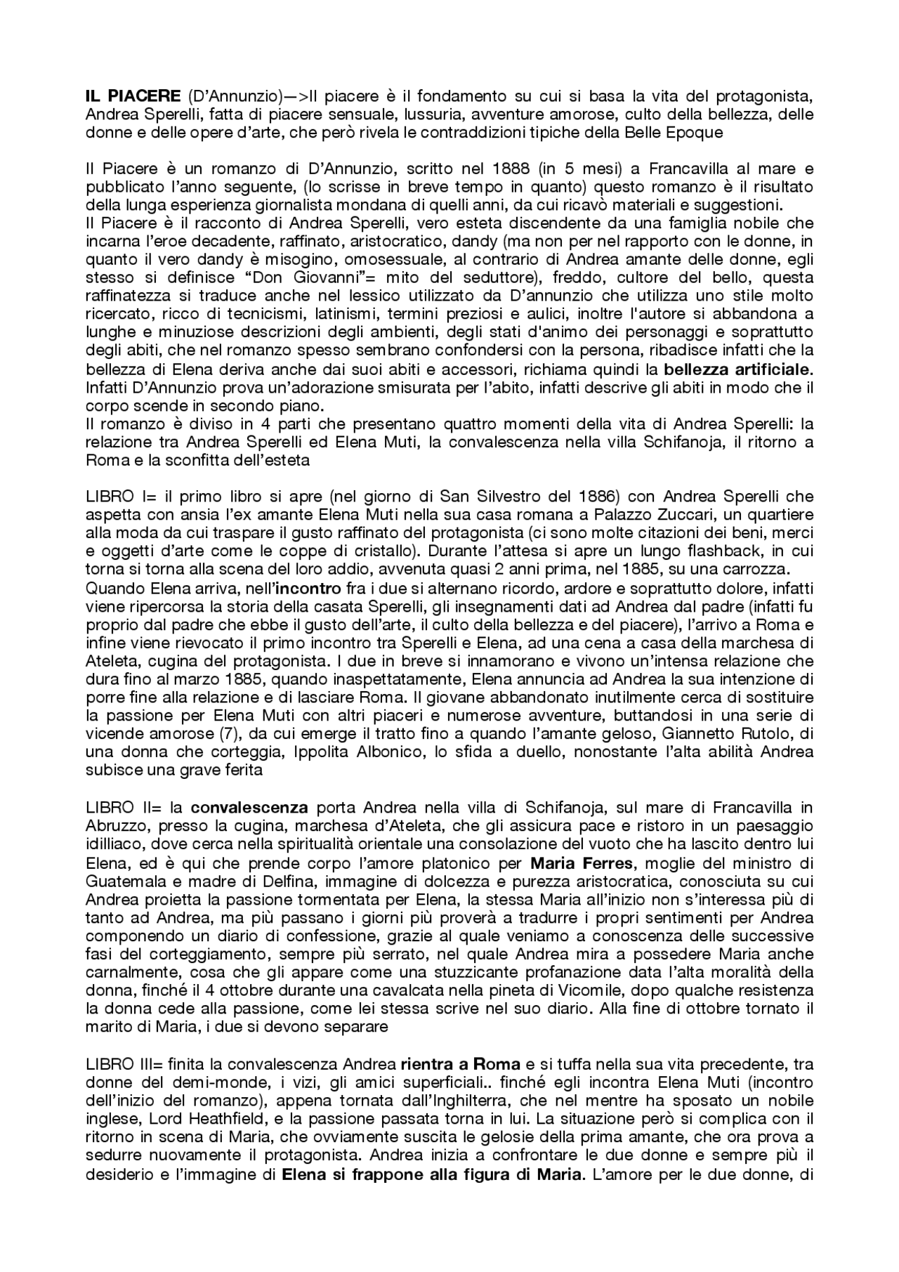 Riassunto breve "Il Piacere" di Gabriele D'annunzio | Sintesi del corso ...