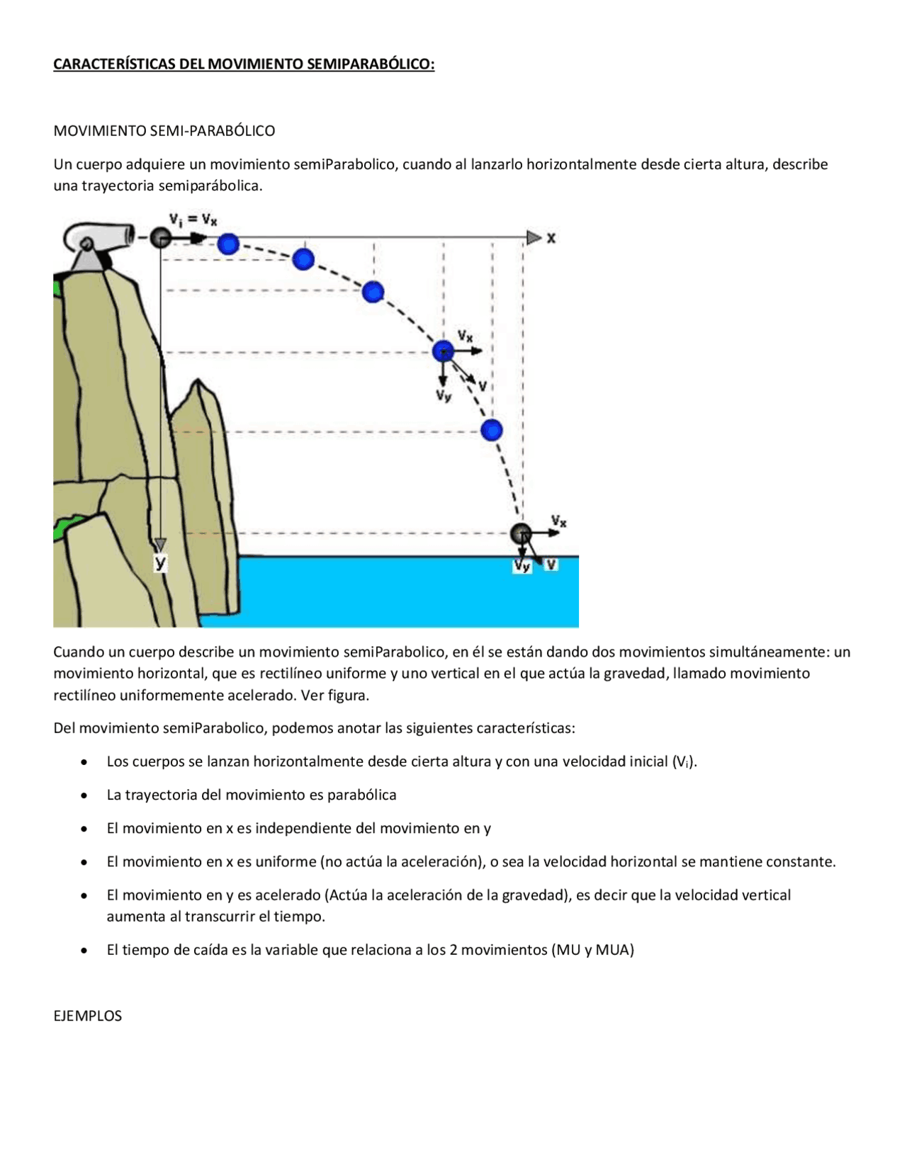 MOVIMIENTO SEMIPARABOLICO | Apuntes de Matemáticas | Docsity