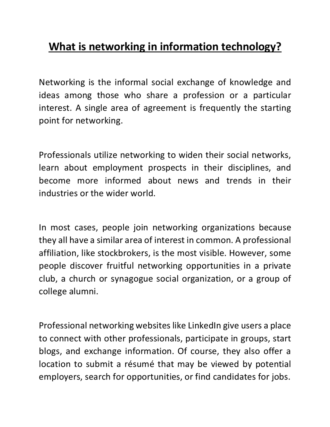 What Is Networking In Information Technology Summaries Computer Networks Docsity