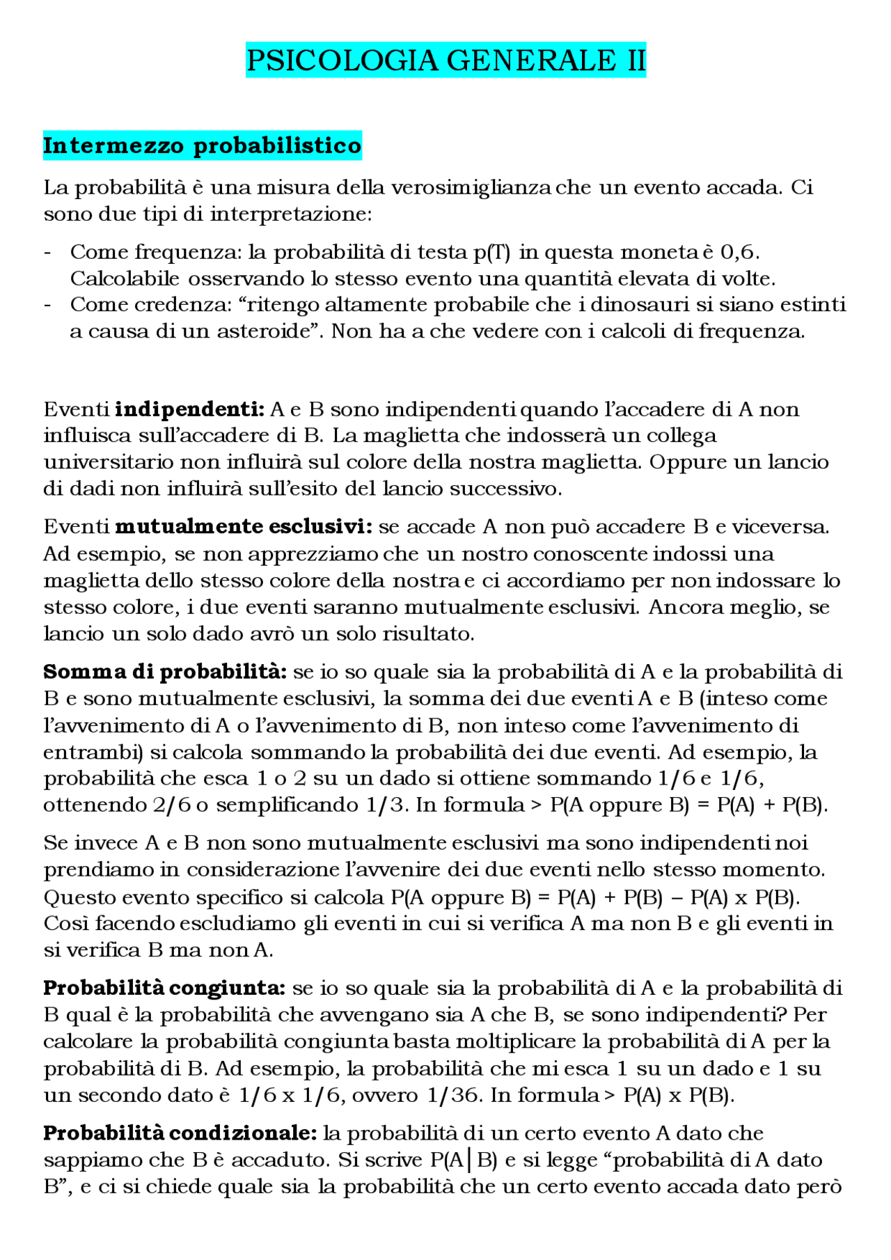 Appunti Di Generale Ii Appunti Di Psicologia Generale Docsity