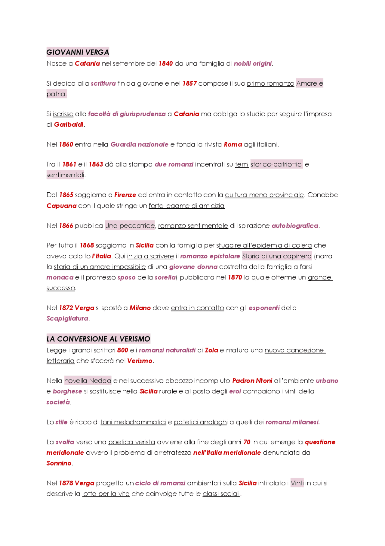Autore Giovanni Verga Appunti Di Italiano Docsity