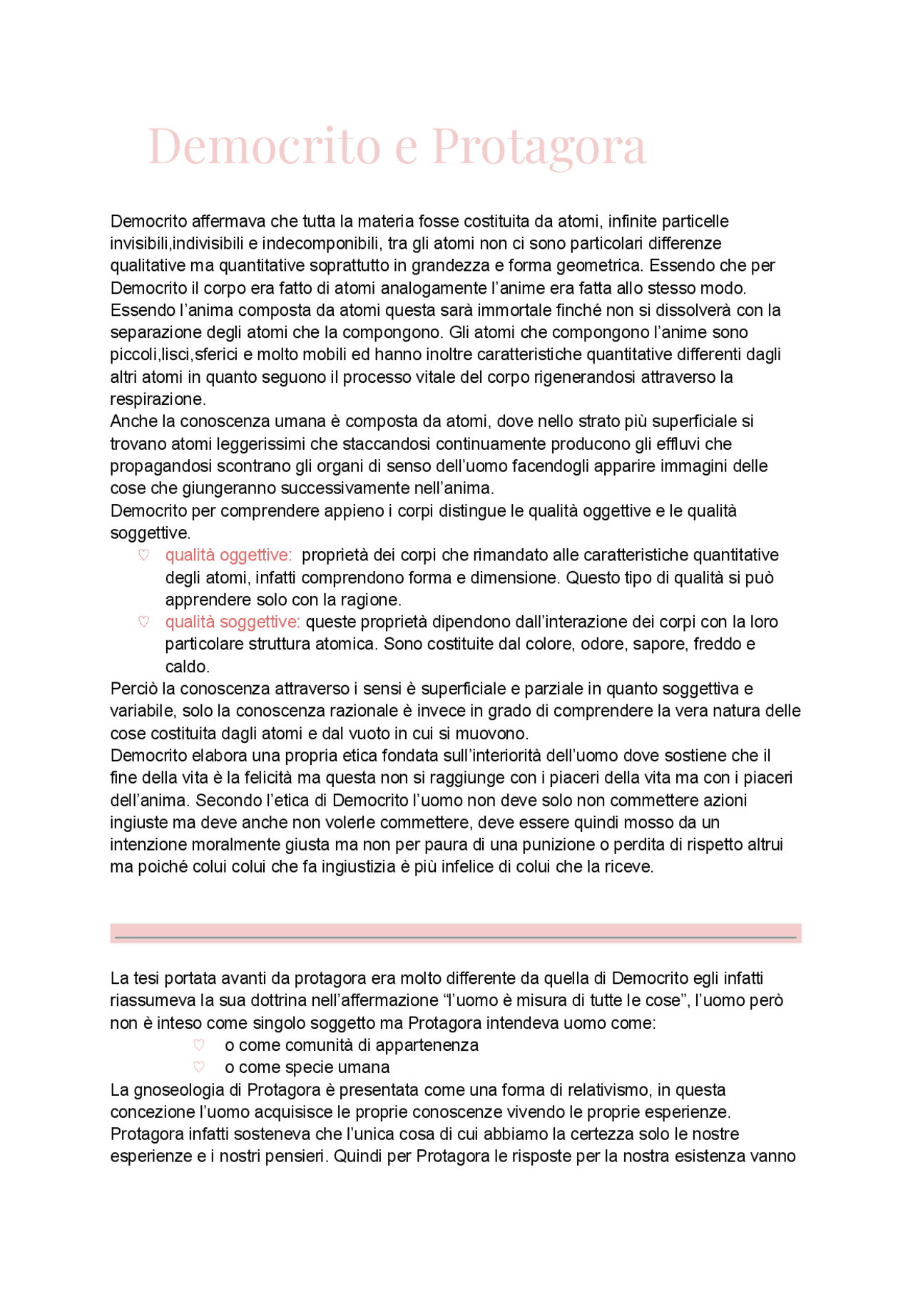Democrito E Pitagora Appunti Di Filosofia Docsity
